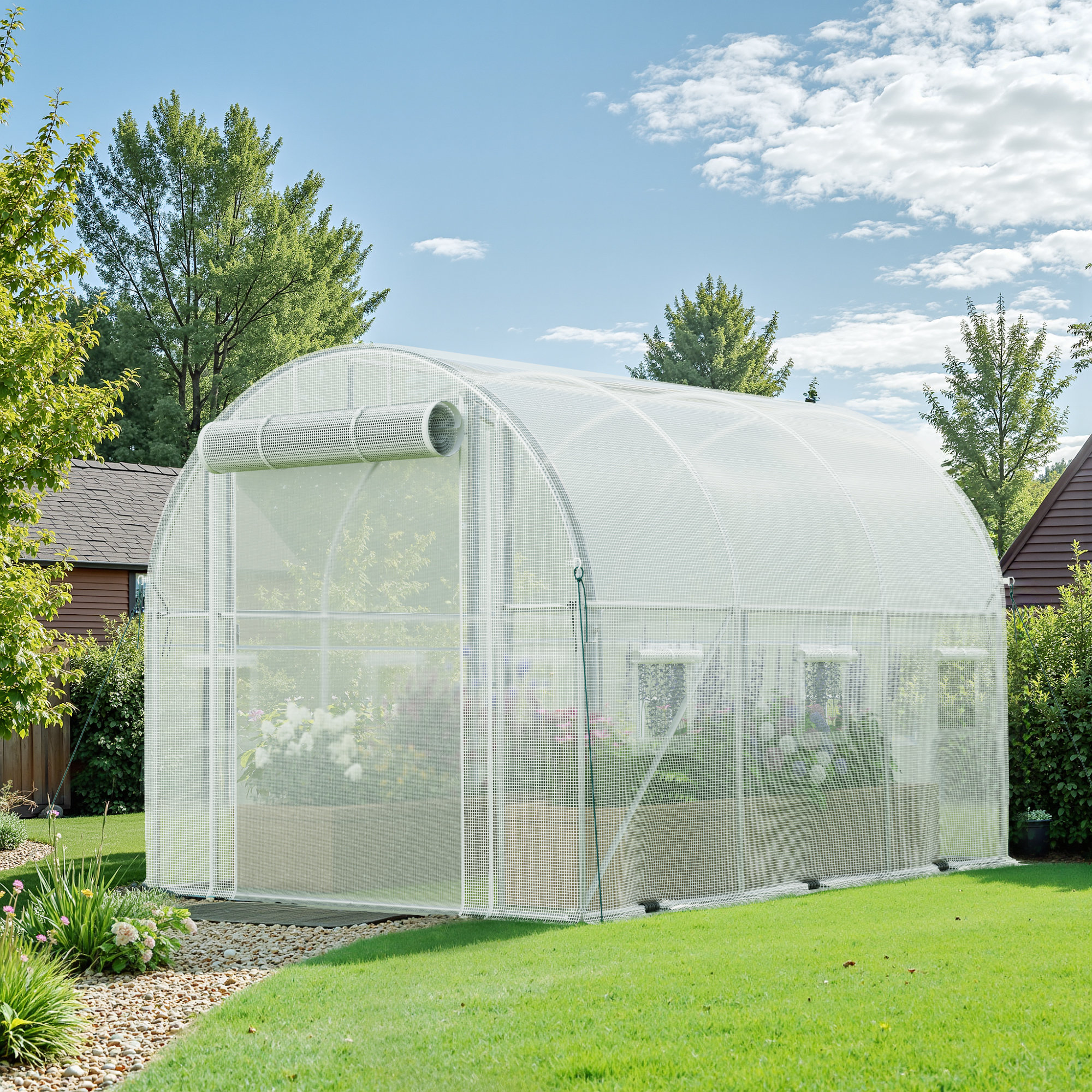 Devoko 10x6.5x6.5 Ft Walk-in Tunnel Greenhouse With 6 Ventilated Mesh ...