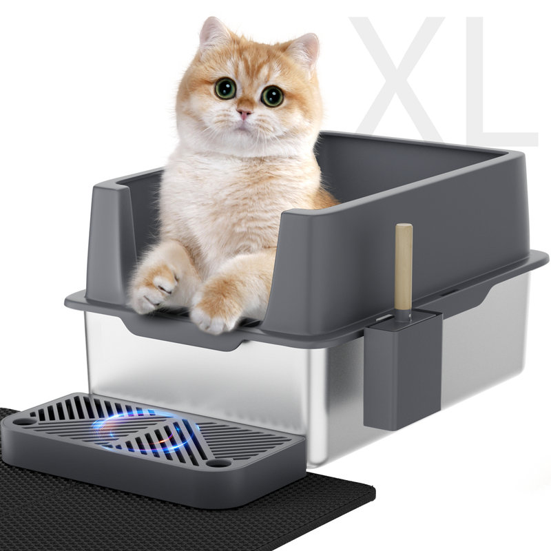 Tucker Murphy Pet™ Stainless Steel Cat Litter Box Metal with Lid X ...