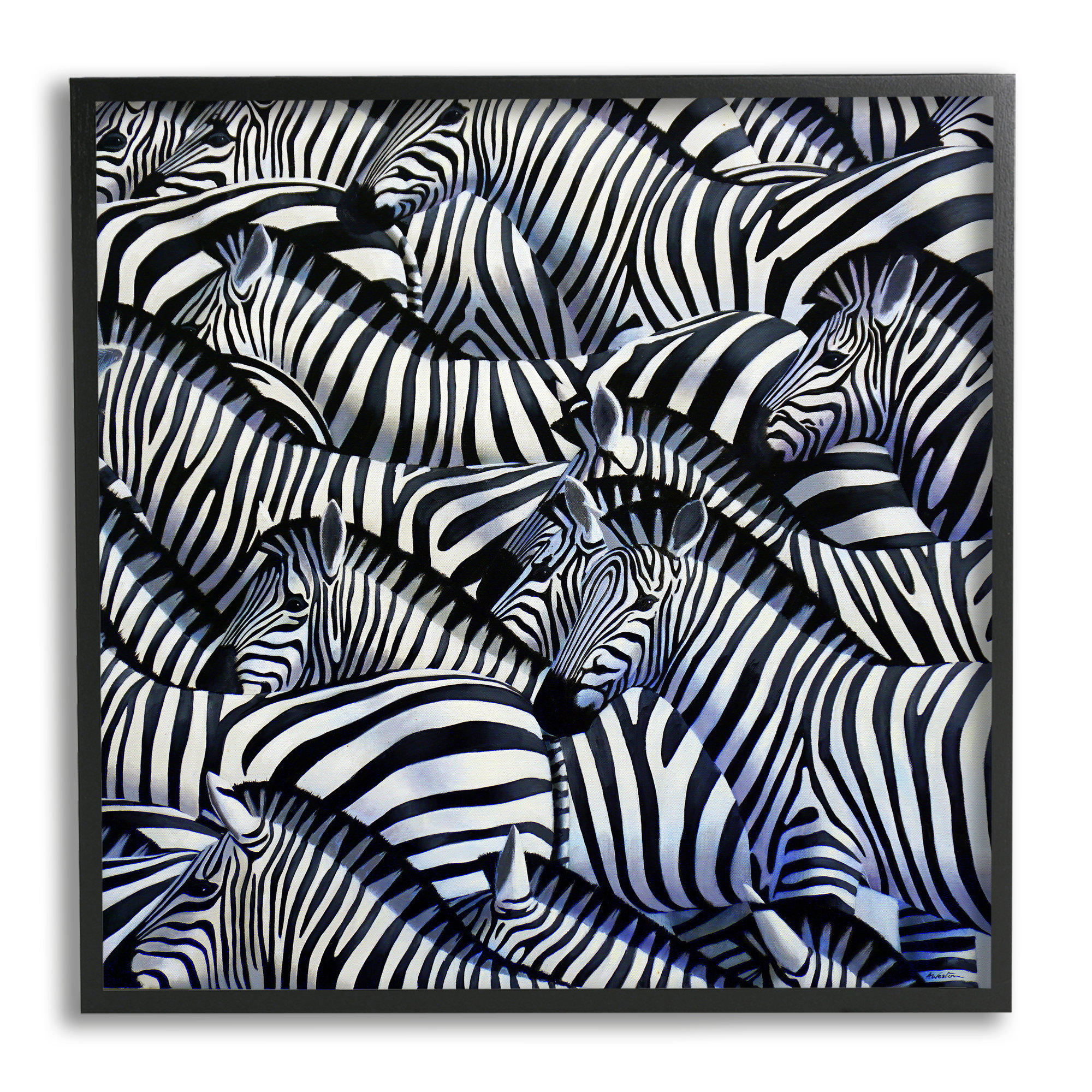 Stupell Industries Crowded Zebra Herd Black Stripes Animals Painting ...