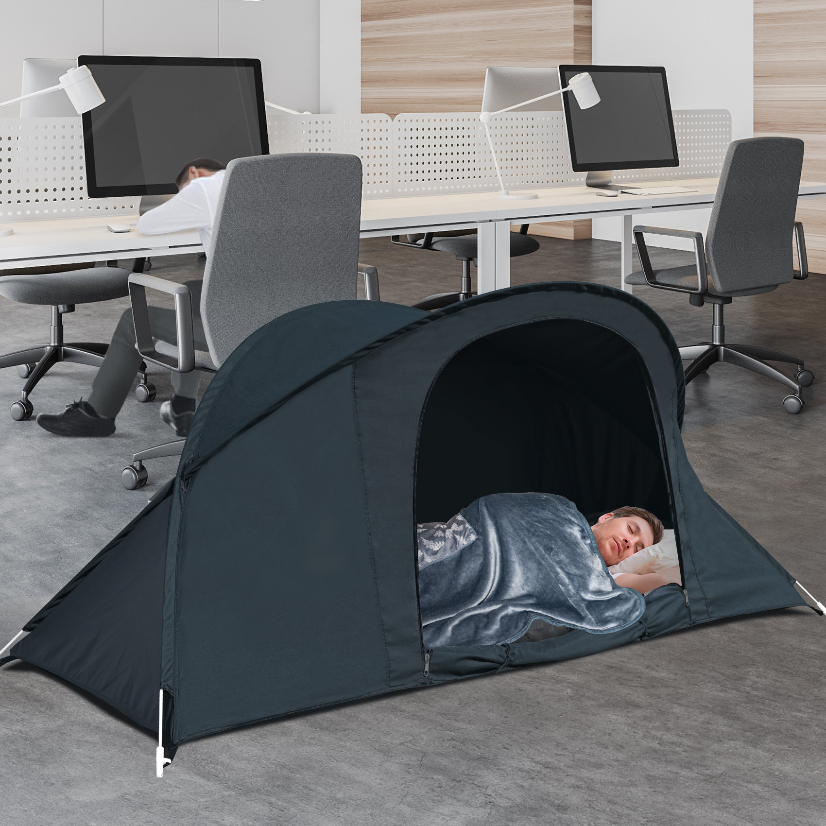EighteenTek Pop-Up Portable Office Sleeping Tent, Bed Canopy Office Bed ...