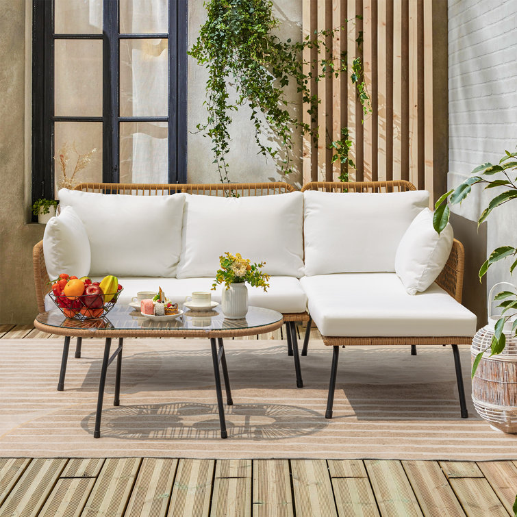 Wade Logan® Areyana 3 Piece Rattan Sofa Seating Group with Cushions ...