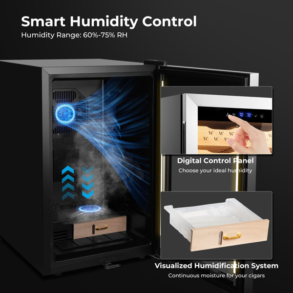 Woodronic Electric Cigar Humidor for 300 Cigars with Temperature and ...