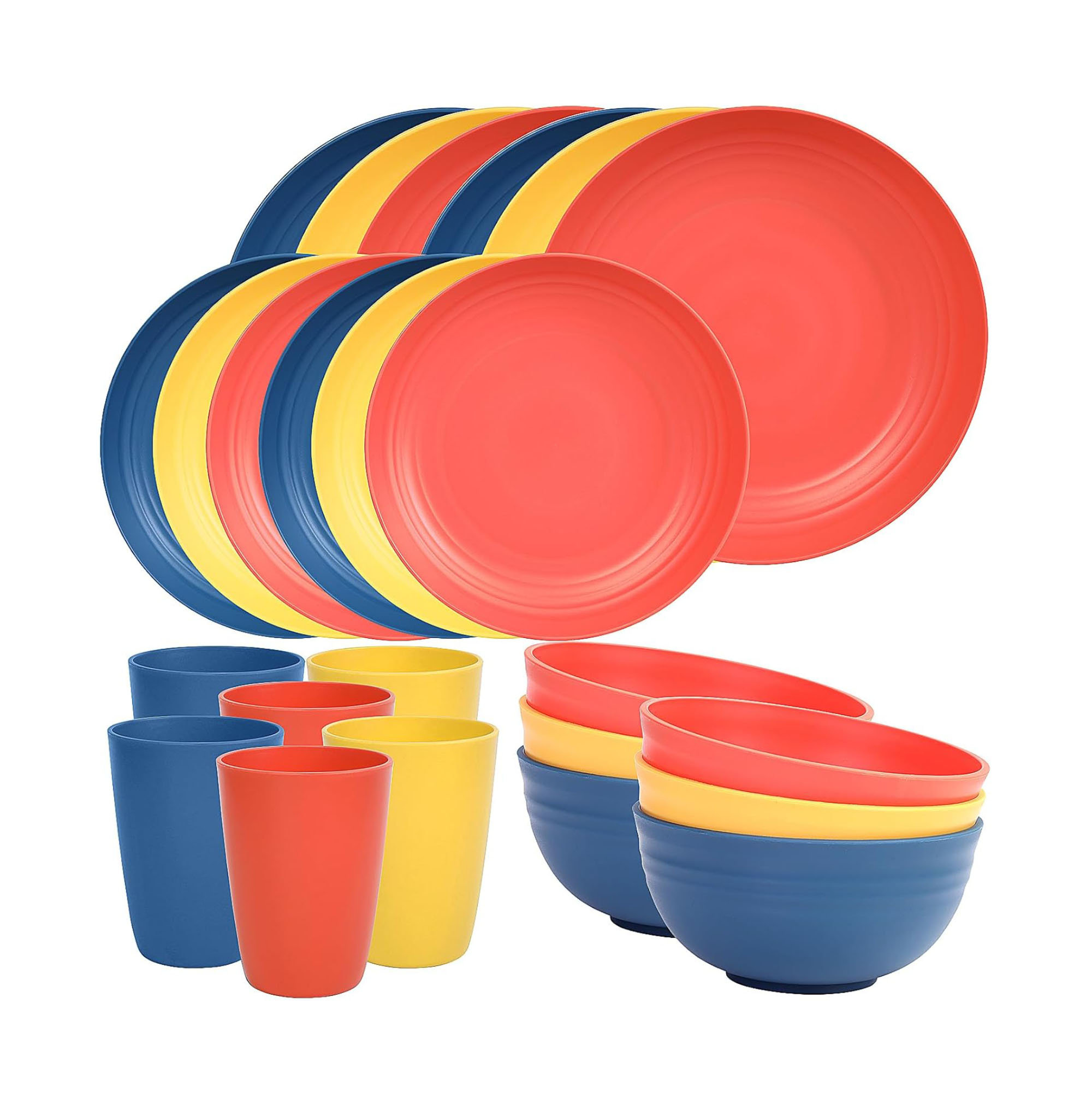 Latitude Run® 24 Piece Plates And Bowls Sets Of 6, Unbreakable Wheat ...