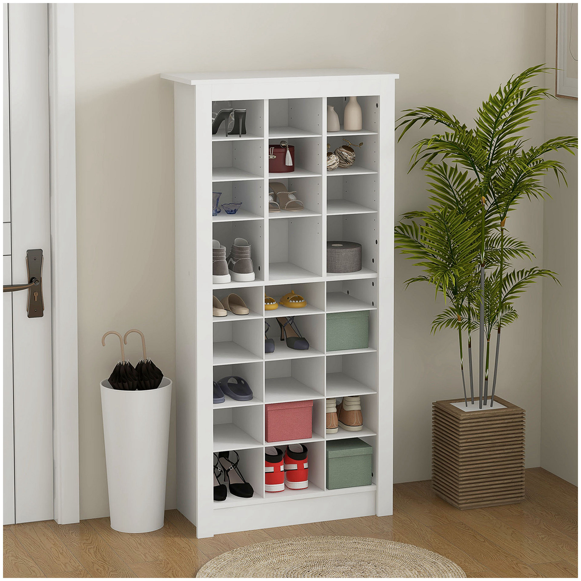 Latitude Run® 58" Tall Shoe Cabinet For Entryway, Narrow Shoe Rack ...