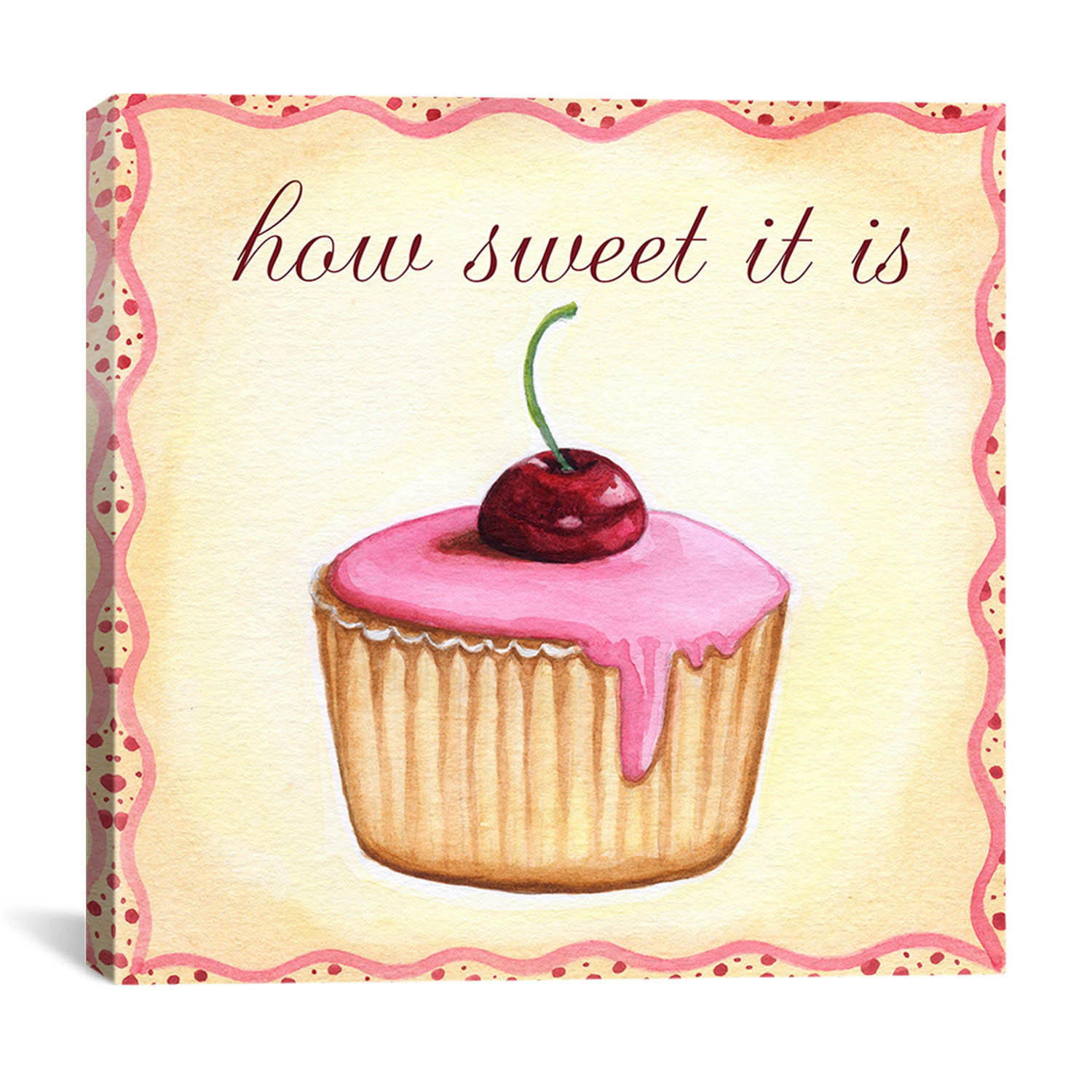 iCanvas 'Cherry Cupcake' by Jennifer Nilson Graphic Art on Canvas | Wayfair