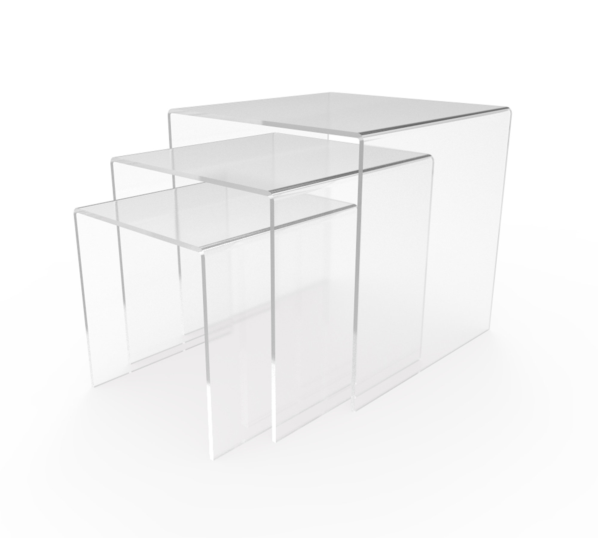 Ebern Designs 3 Riser Combo 5", 6", 7" Cube 3-Sided Blue Plexiglass ...