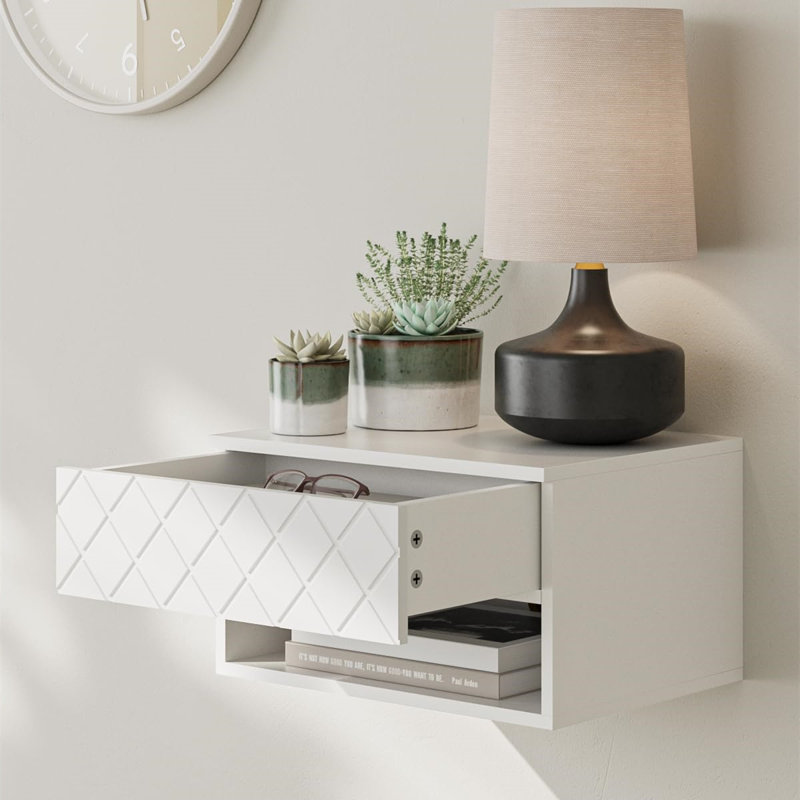 Ebern Designs Modern Floating Nightstand With Drawer | Wayfair
