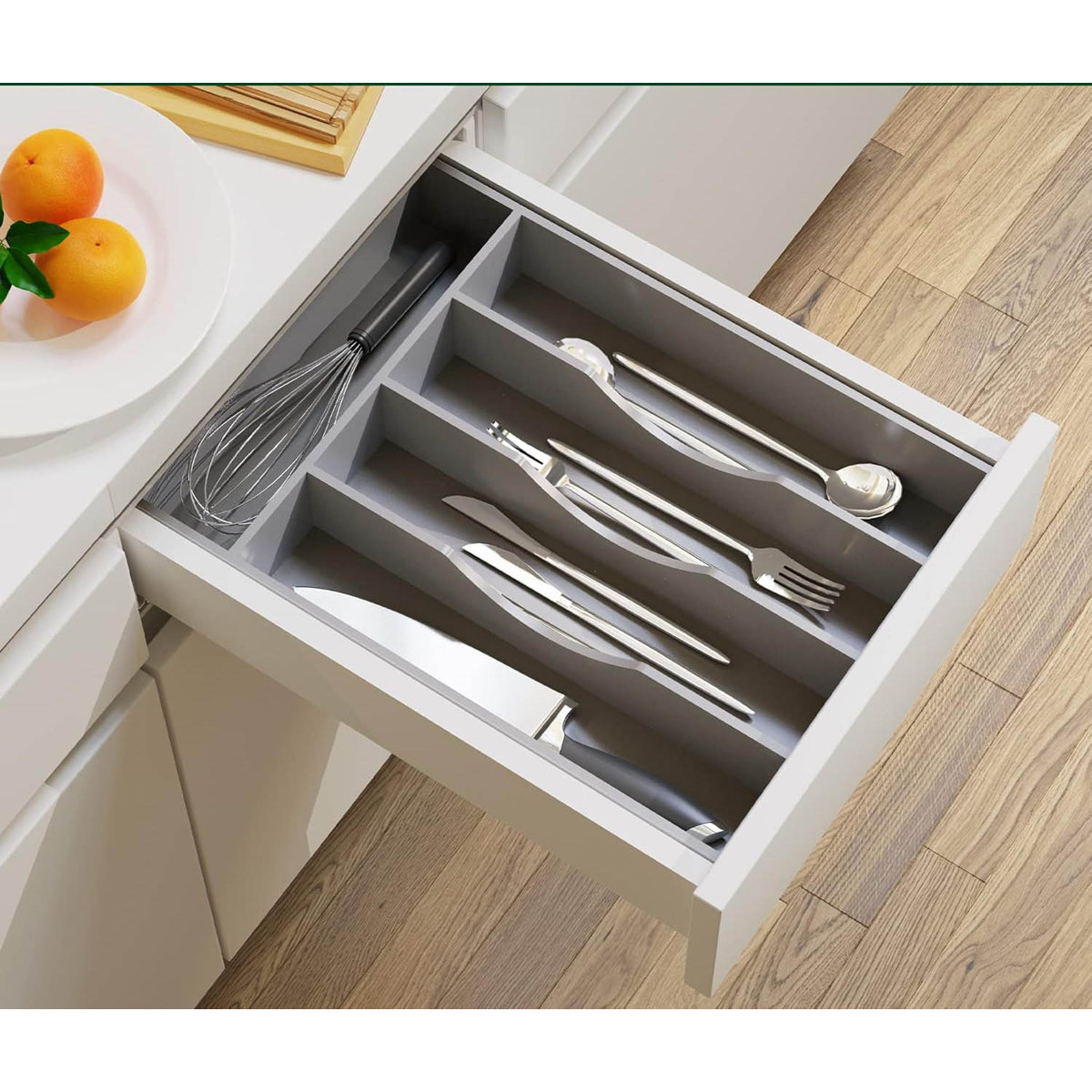 Prep & Savour Bellsal White Utensil Organizer 10 Inch Silverware Tray ...