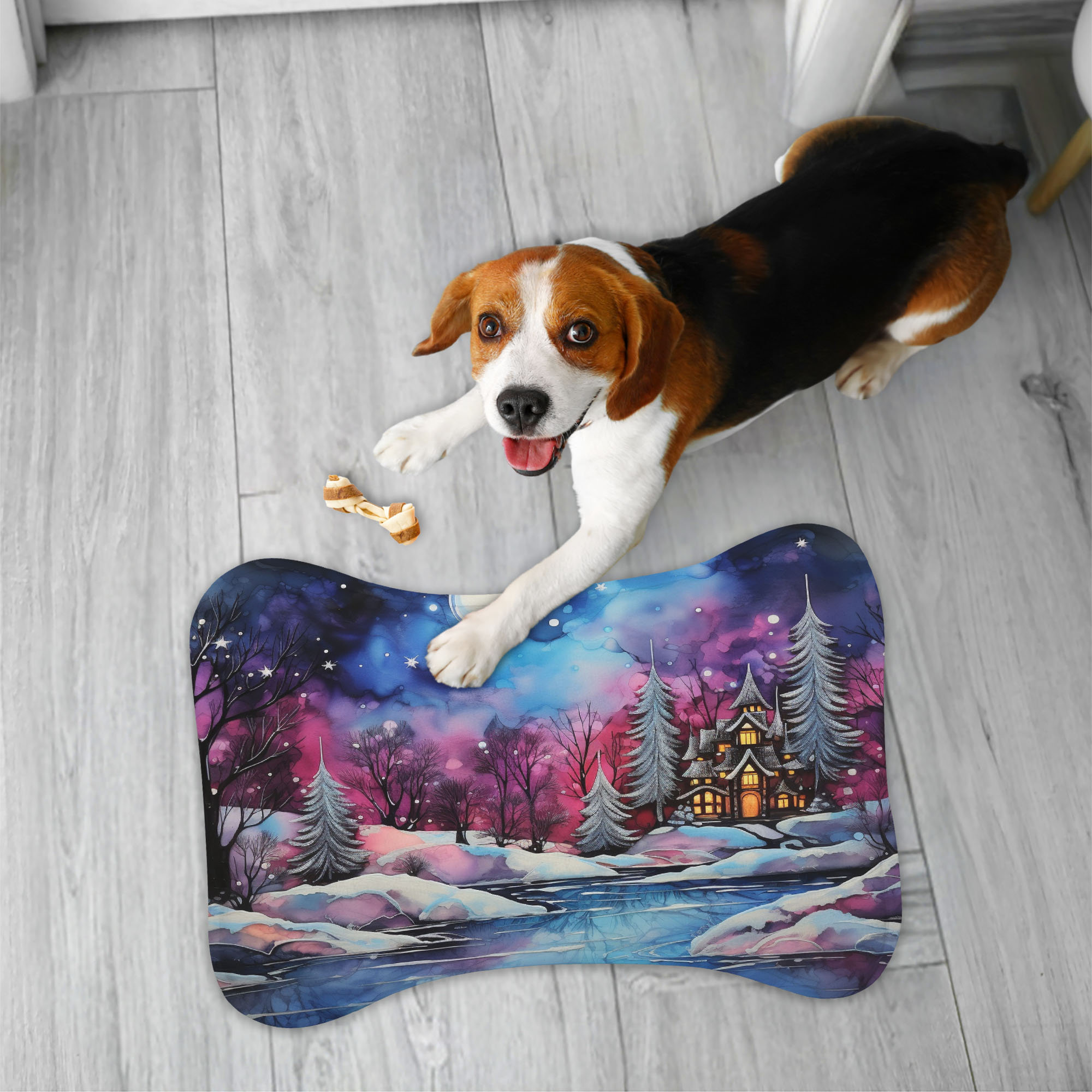 MentionedYou Winter Alcohol Ink - 1 Piece Bone Shape Feeding Mat | Wayfair