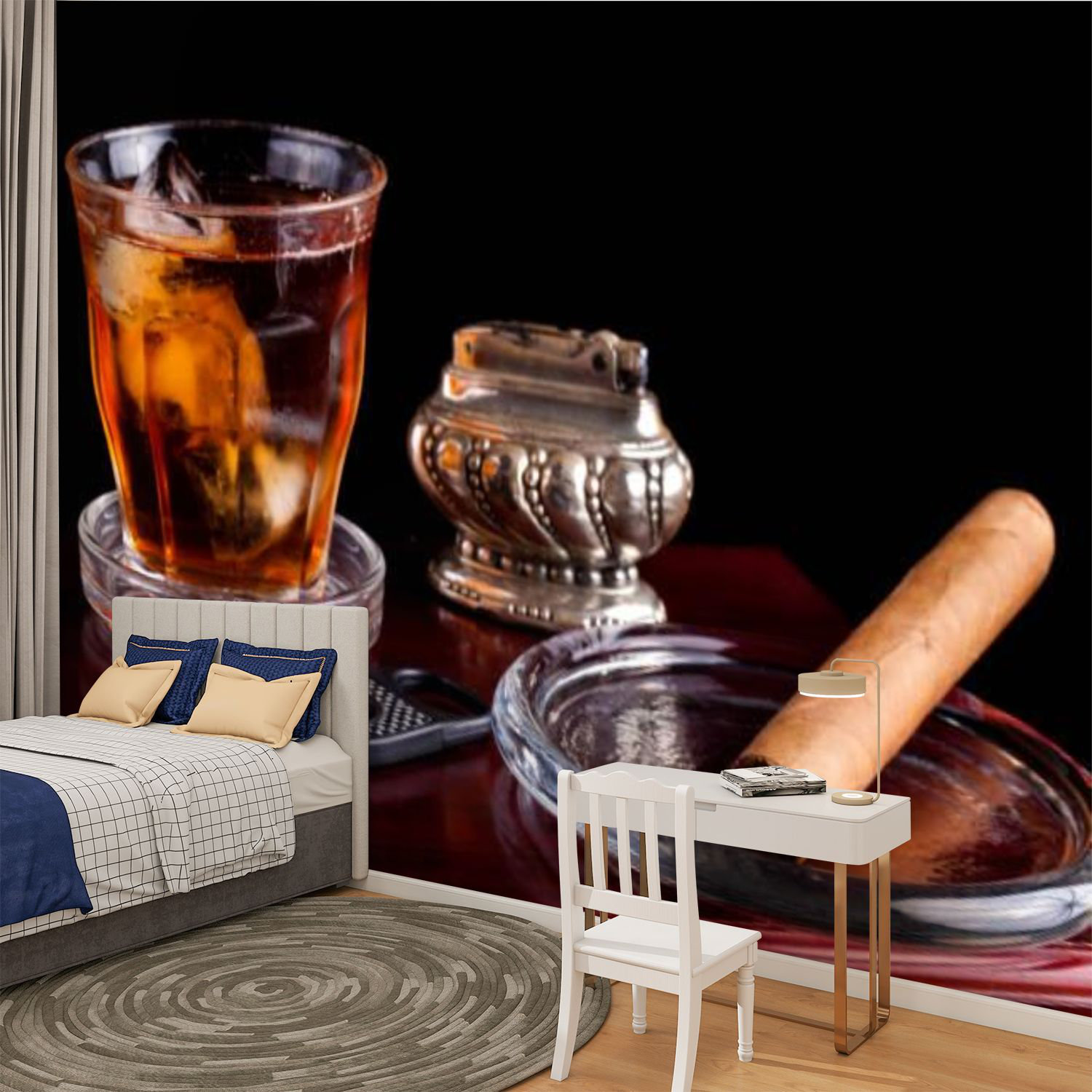 Latitude Run® Peel and Stick Canvas Wallpaper Wall Mural Cigar top ...