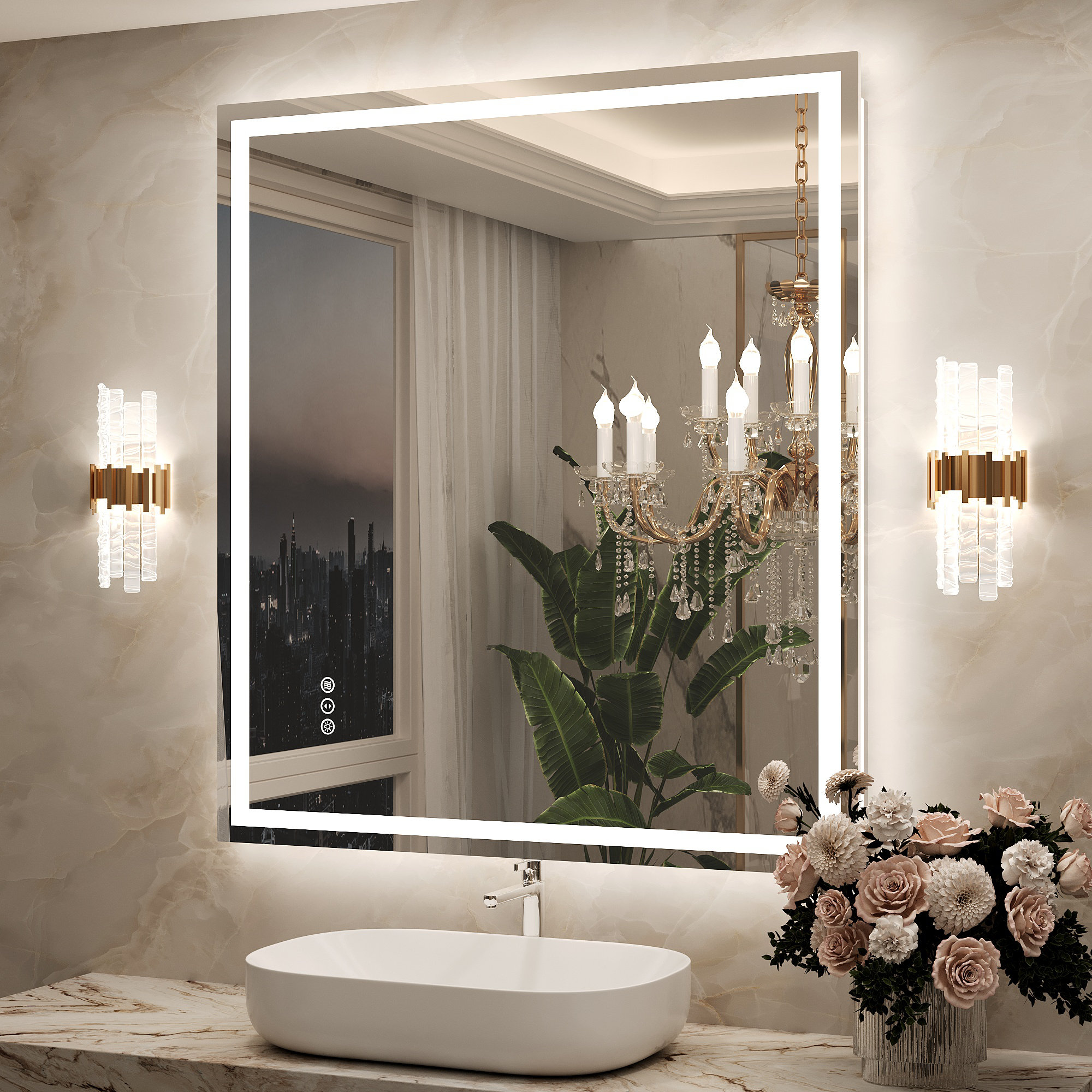 Ivy Bronx Molly Frameless LED Front Light and Backlit 3 Colors Dimmable ...