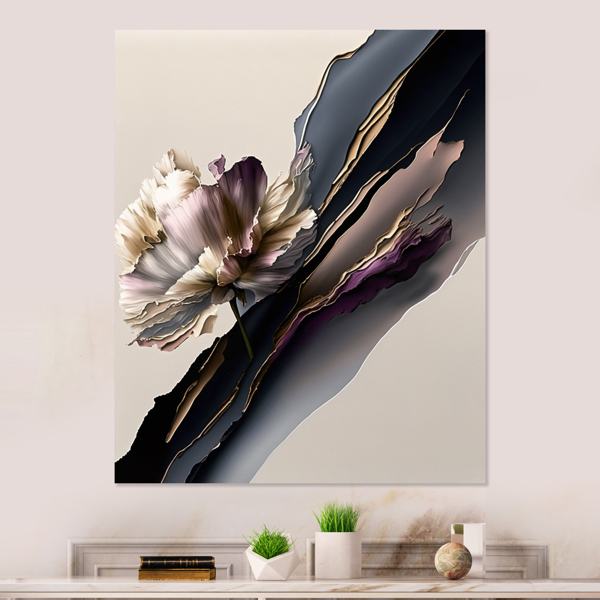 Wildon Home® Purple Peony Hyperrealistic Flowers IV - Print on Canvas ...