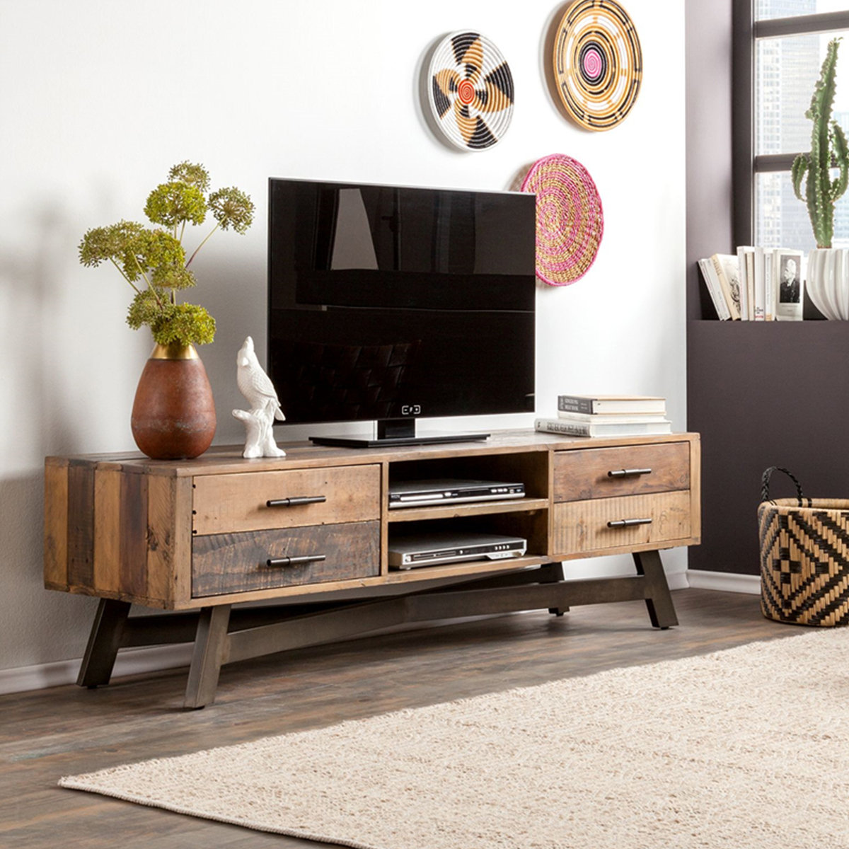 Feel High Pillows 62.99" Brown Standard Solid Wood TV Stands - Wayfair ...