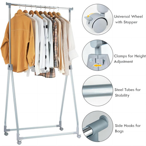 Rebrilliant Linhart 36'' Metal Rolling Clothing Rack & Reviews | Wayfair