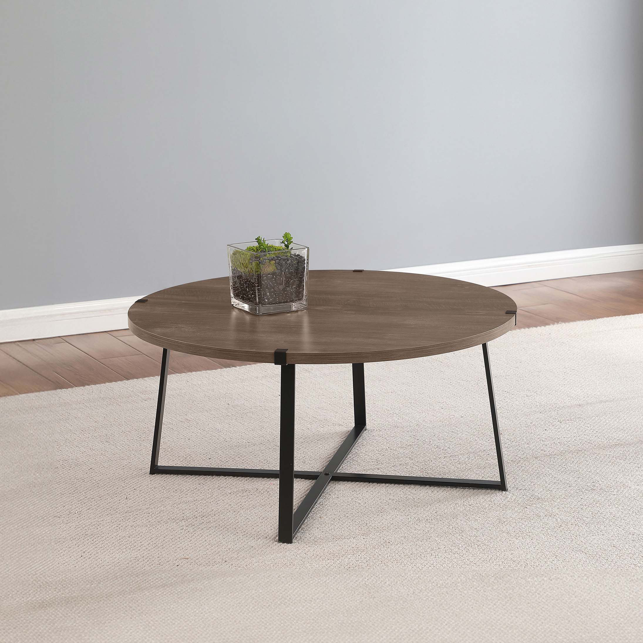 Latitude Run® Heyer Grey Round Engineered Wood Coffee Table | Wayfair