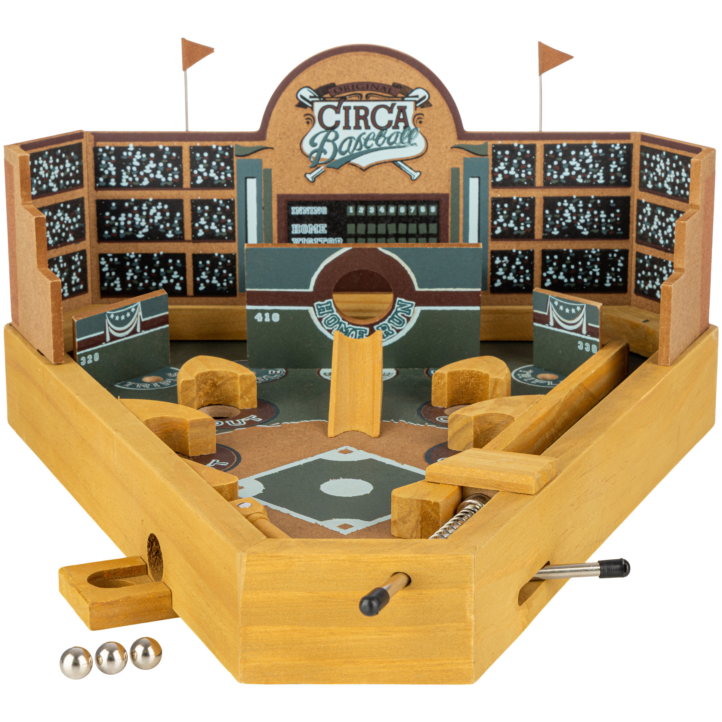 Hey! Play! Baseball Pinball Tabletop Games - Classic Miniature Wooden ...