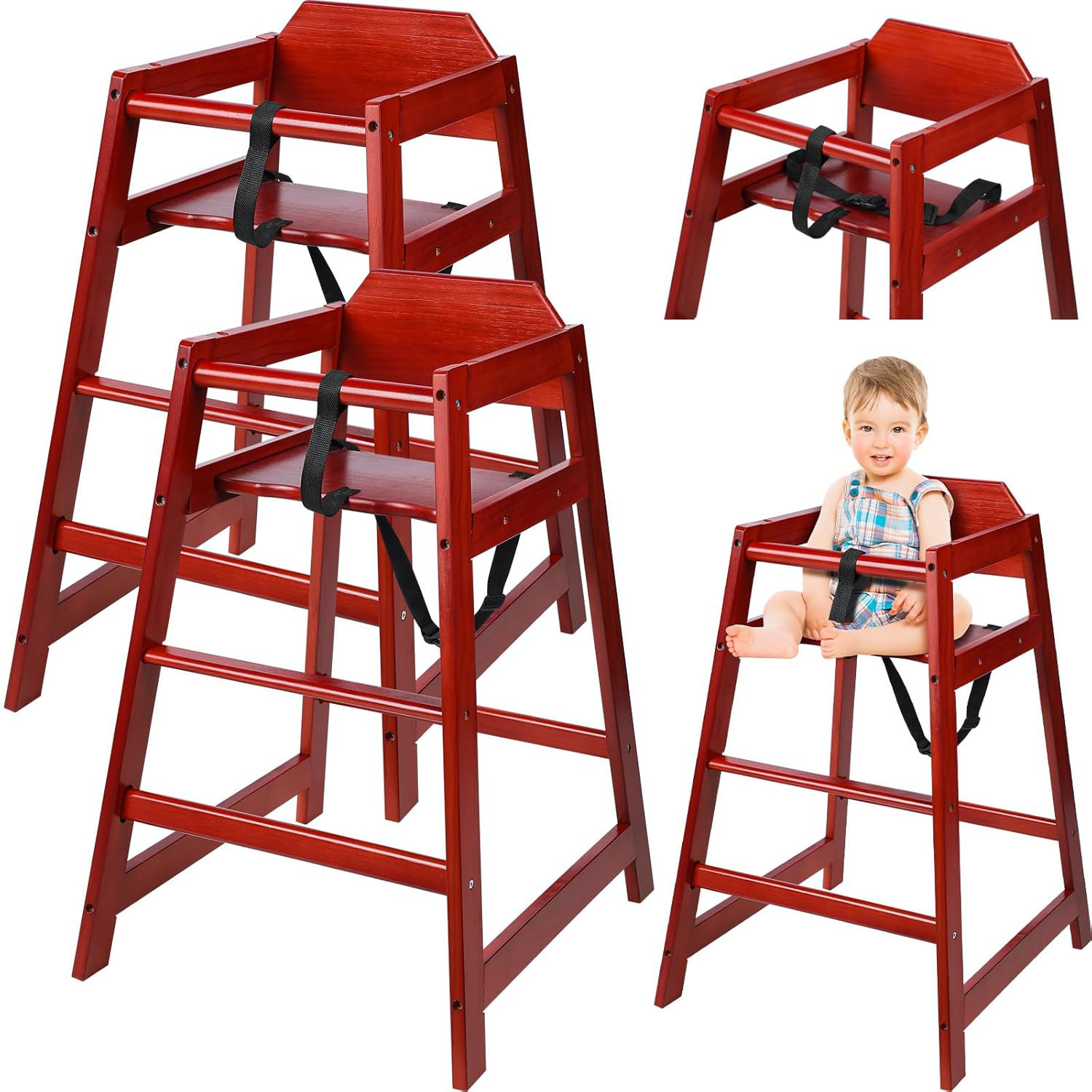 Canora Grey 2 Wood Baby High Chairs - Solid Mahogany Feeding Chairs For ...
