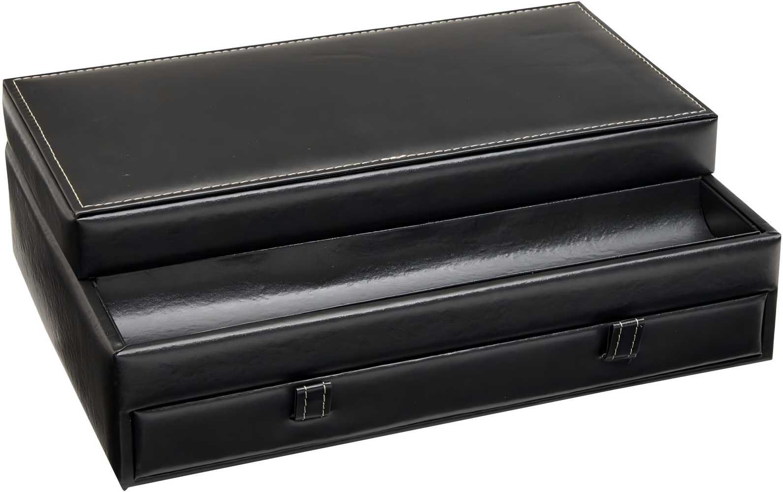 Latitude Run® Faux Leather Mens Jewelry Box Organizer,Black | Wayfair