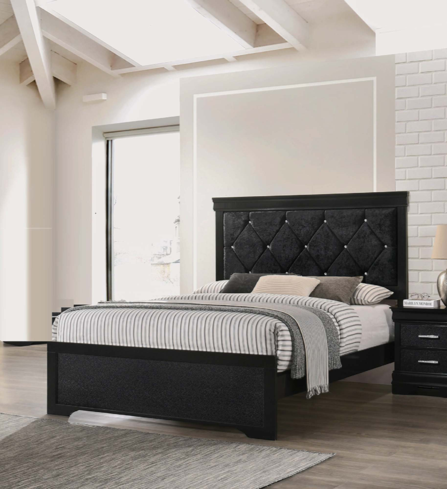 Lark Manor™ Modern 1Pc Finish Panel Bed Wooden Fabric Upholstered ...