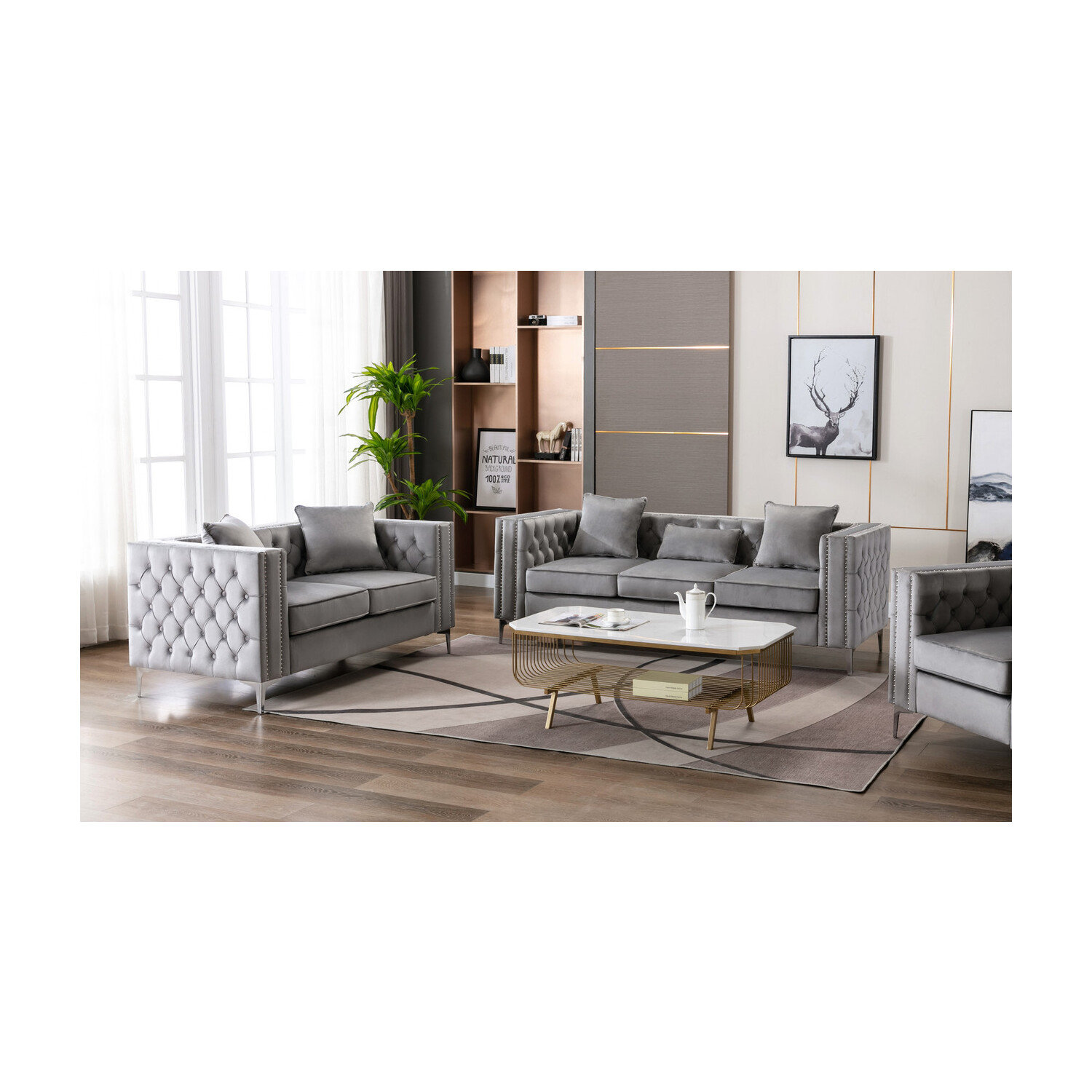 Everly Quinn Parunag Neo-Classical Nostalgia Velvet Fabric Sofa ...