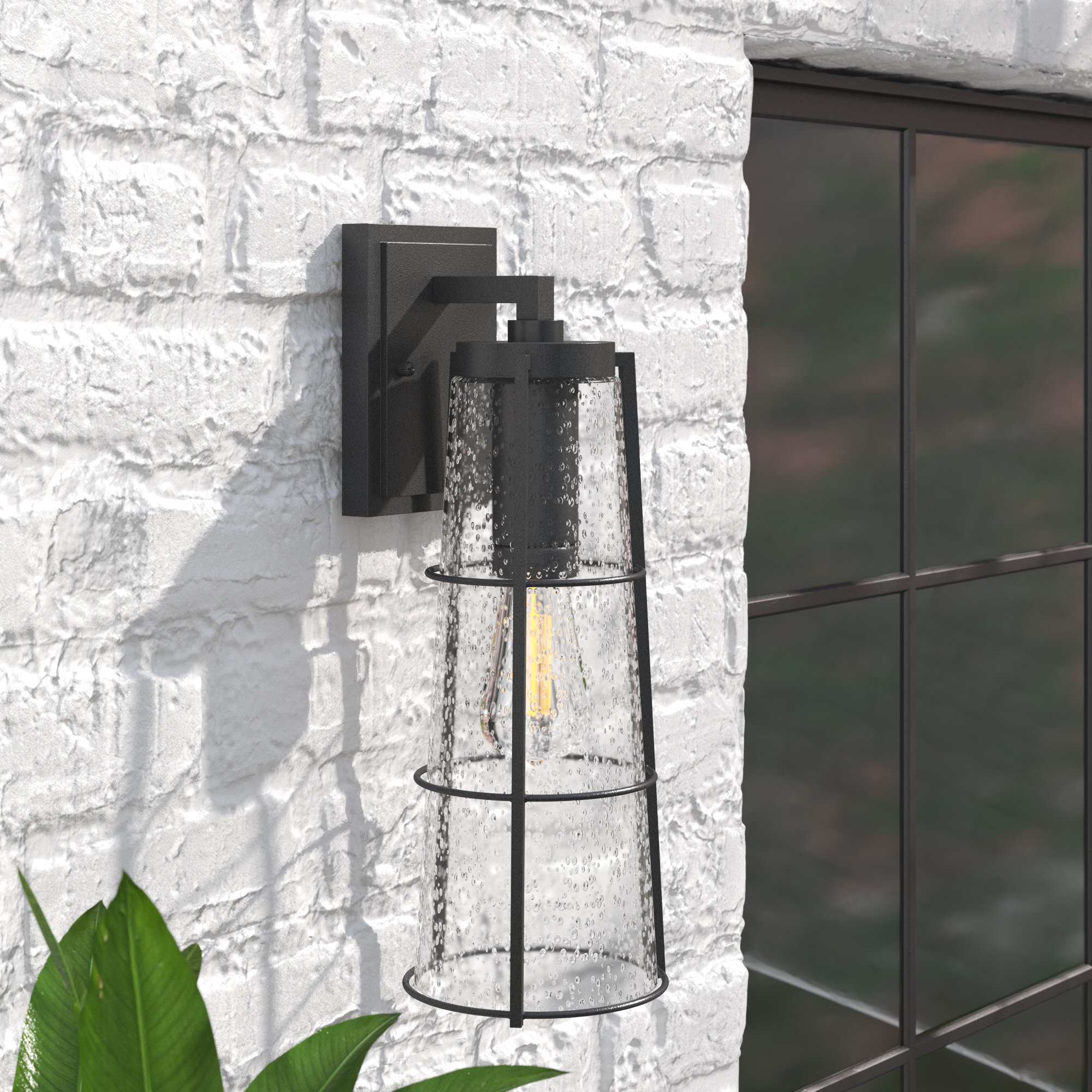Steelside™ Charley Black 1 - Bulb Outdoor Wall Lantern | Wayfair