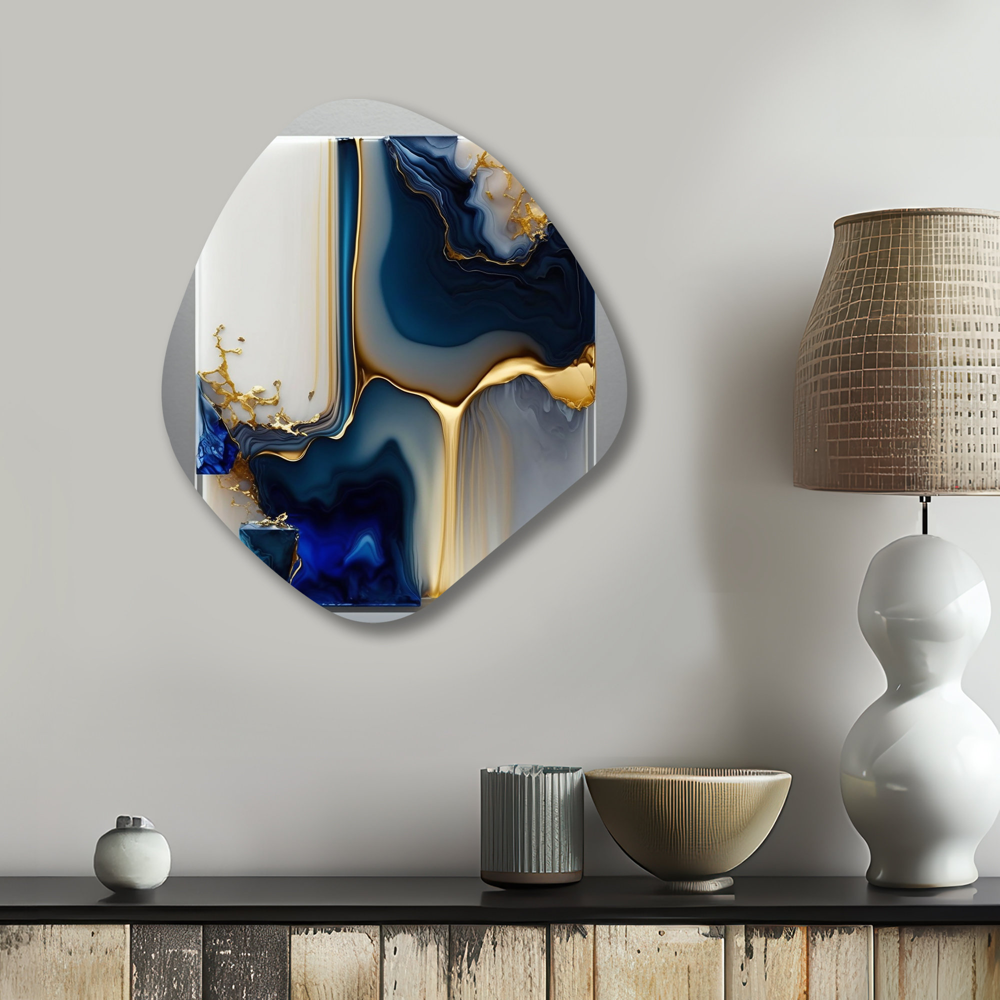 Mercer41 Abstract Geode Gold And Blue Marble Shape I - Abstract Marble ...