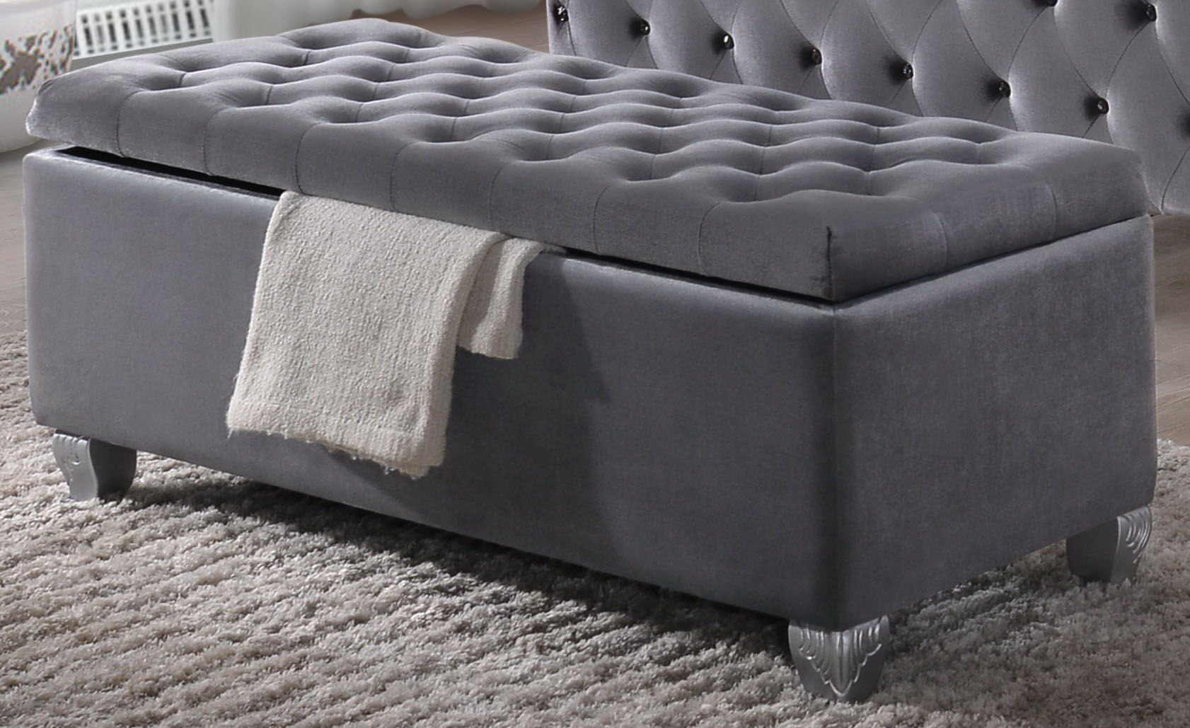 Willa Arlo™ Interiors Newnan Upholstered Armless Storage Bench in Grey ...
