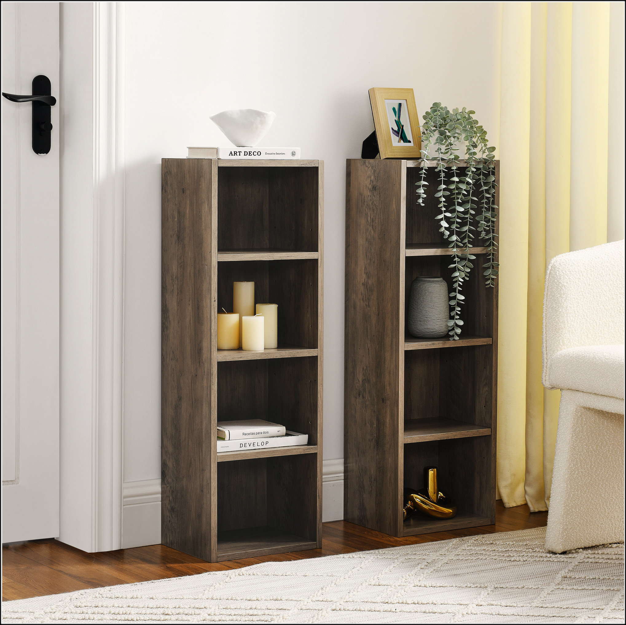 Ebern Designs 8-Tier Media Tower Rack, CD DVD Slim Storage Cabinet with ...