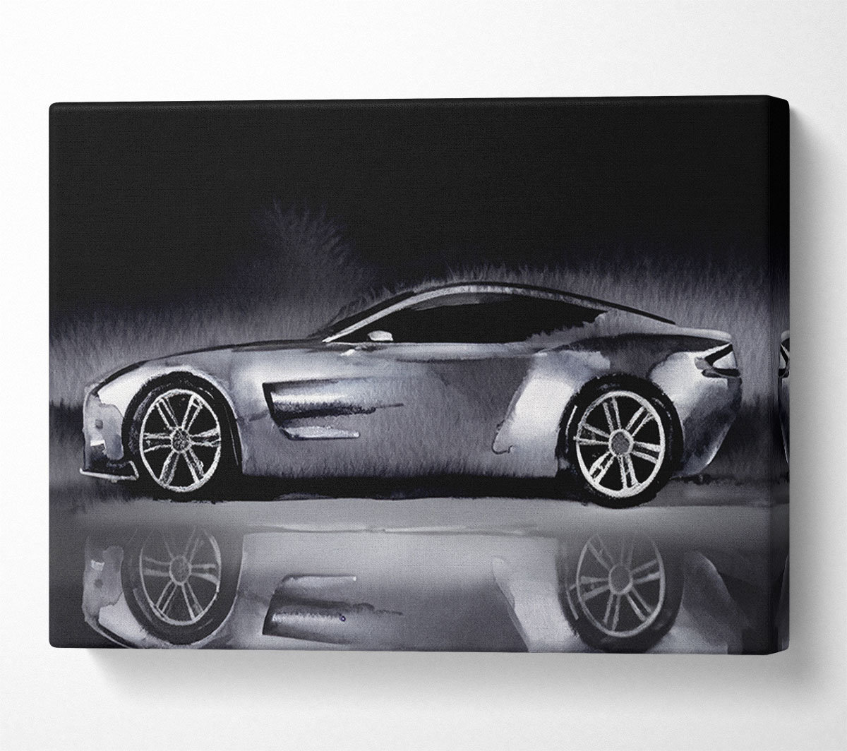 Borough Wharf Aston Martin DB9 Silver Side Profile - Wrapped Canvas Art ...