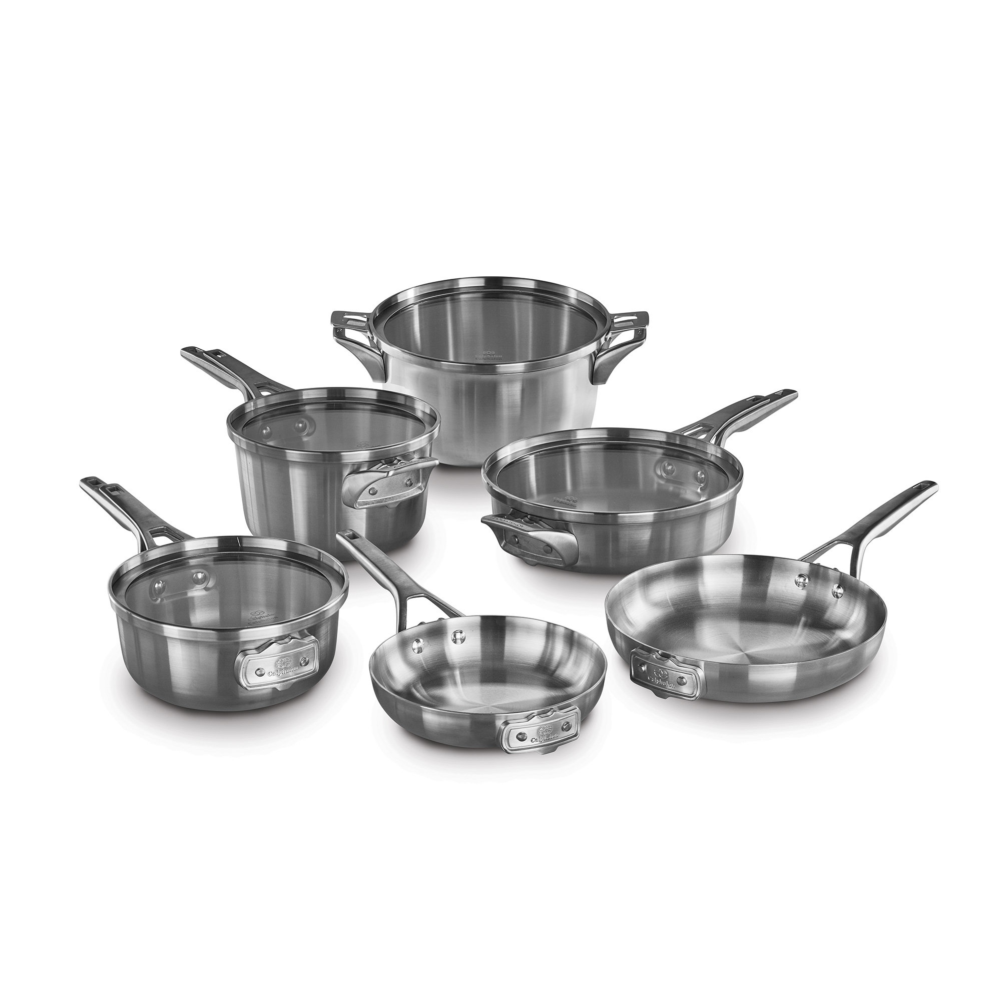 Calphalon Premier Space Saving 10 Piece Stainless Steel Cookware Set ...