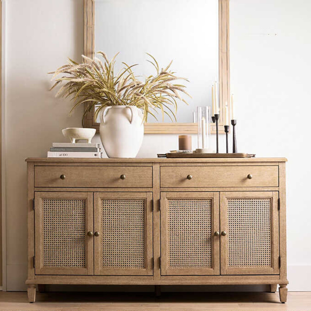Bay Isle Home™ Retro Rattan Weaving Door Sideboard | Wayfair