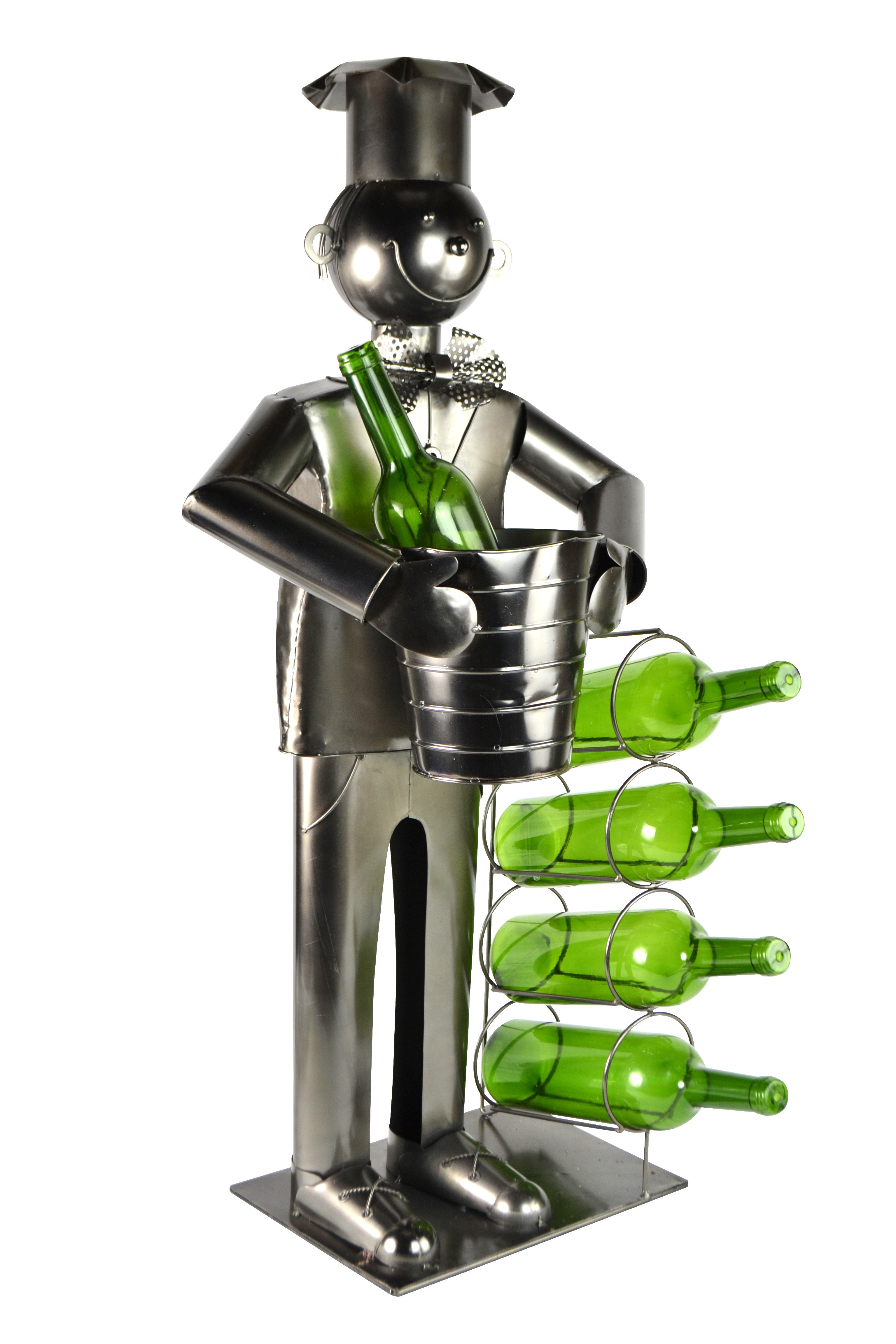 17 Stories 5 Bottle Floor Wine Bottle Rack in Silver | Wayfair