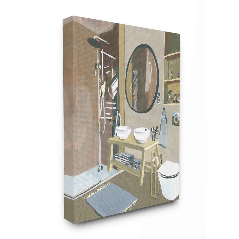 Winston Porter Modern Bathroom Sink Shower Multicolor Acrylic Painting ...