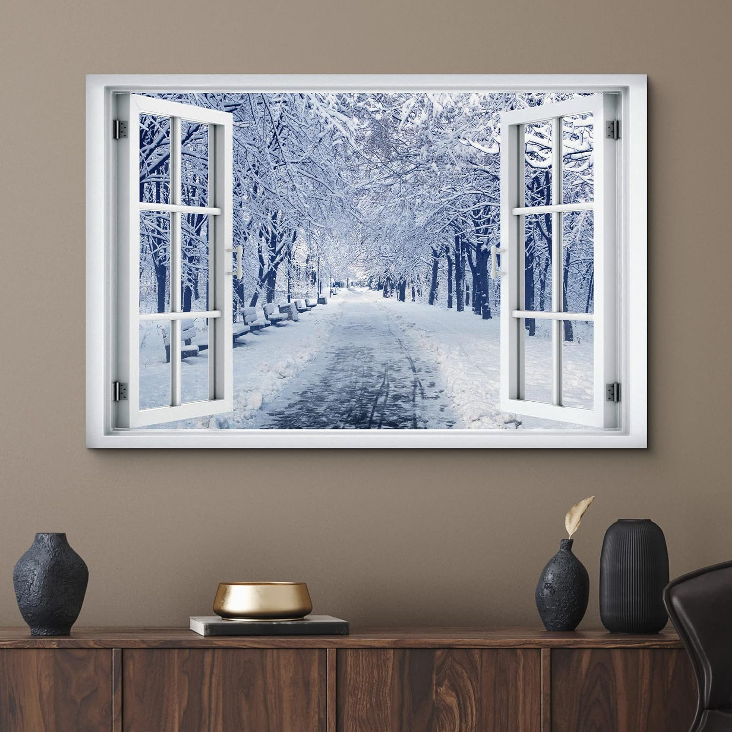 IDEA4WALL Window Scenery " Window View Snowy Winter Wonderland Forest ...