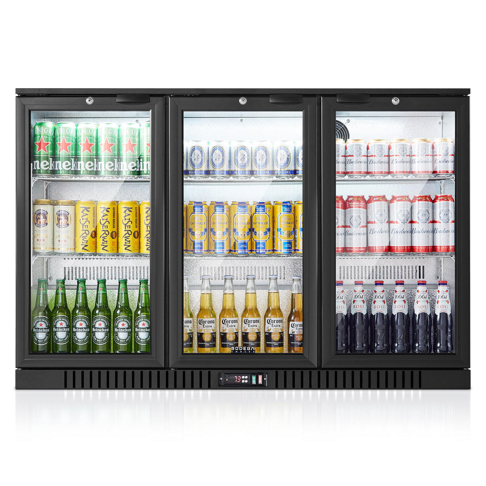 Bodega Bodegacooler Commercial Bar Cooler With 3 Glass Doors,11.4 Cu.ft ...