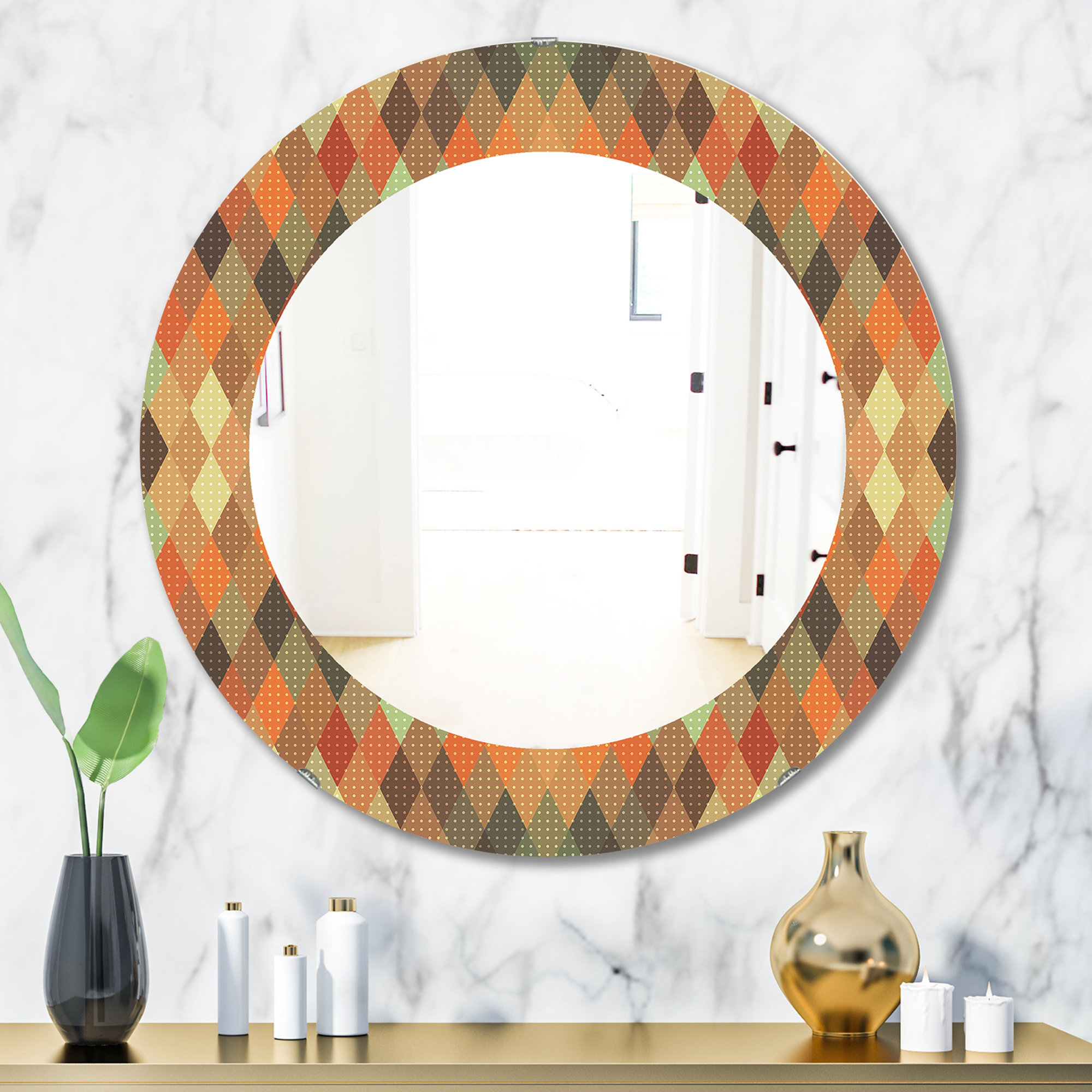 East Urban Home Triangular Colourfields 30 Accent Mirror | Wayfair