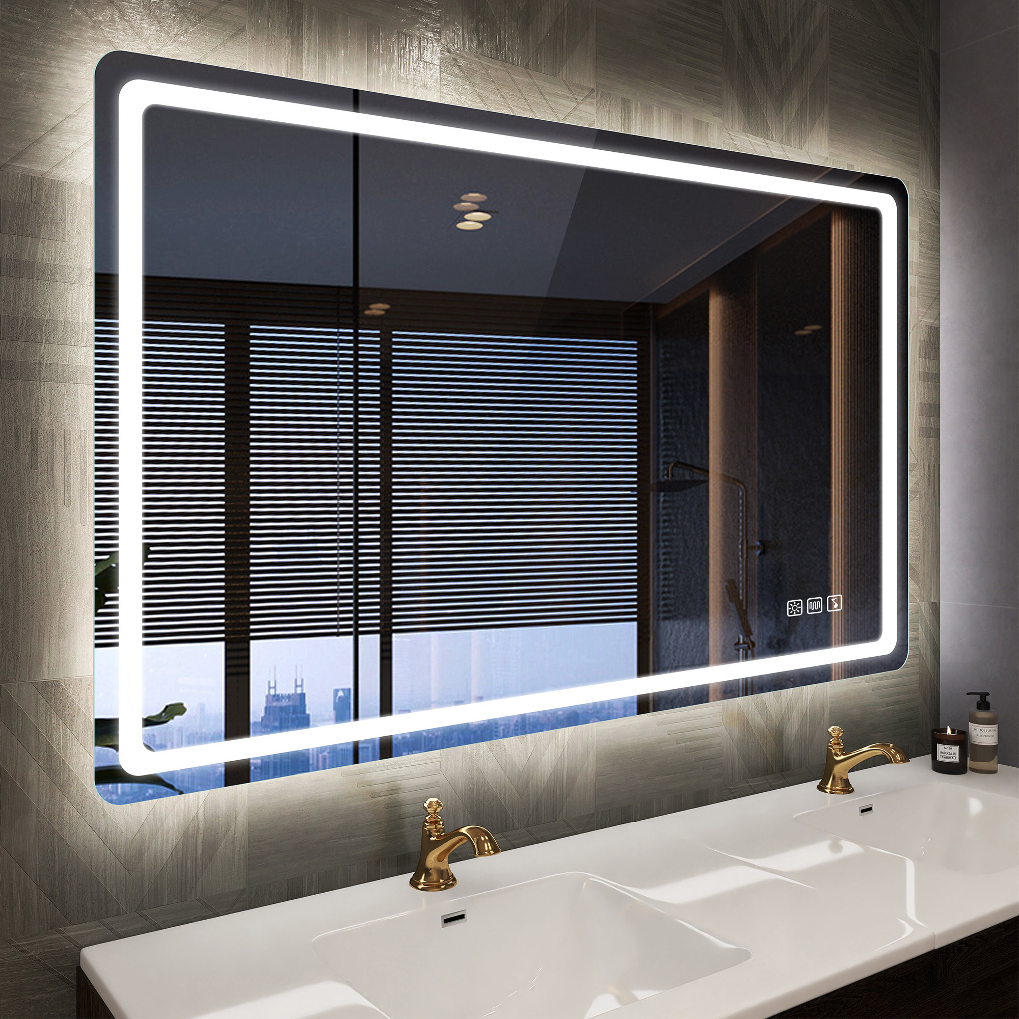 Orren Ellis Bathroom Led Vanity Mirror, Anti-fog Wall Mounted Makeup ...