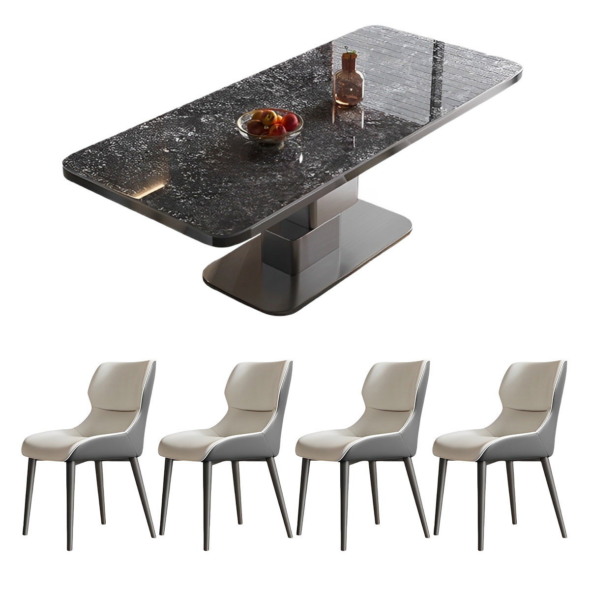 Elamer Light luxury rock plate dining table and chair set | Wayfair