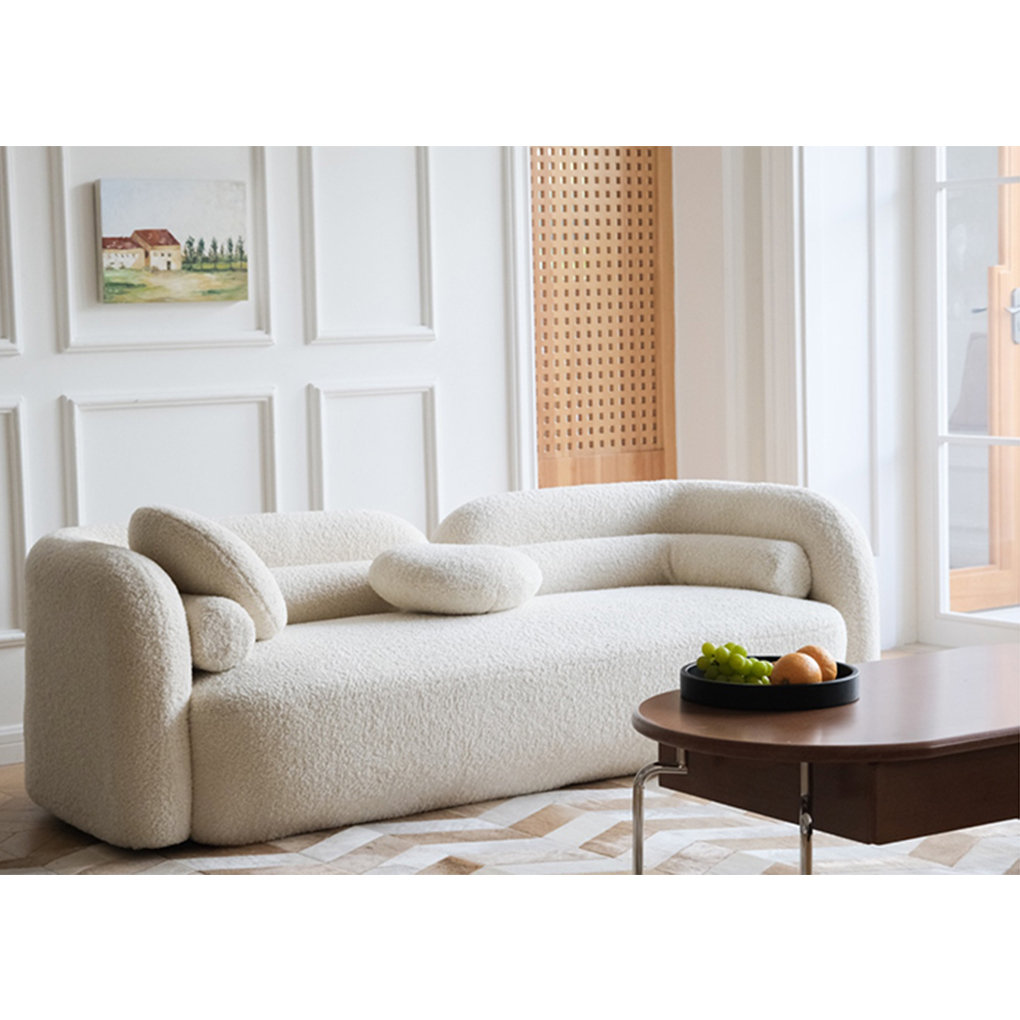 Orren Ellis Cream White Solid Color Minimalist Sofa | Wayfair