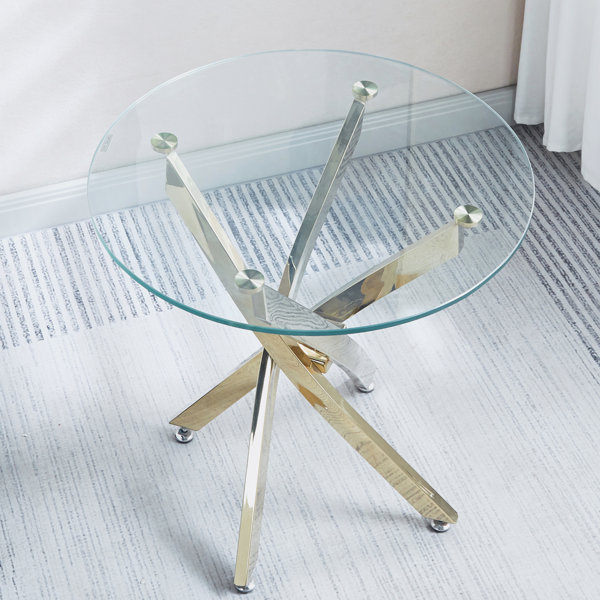 Wrought Studio Boylon Round Glass Top Metal Base Dining Table - Wayfair ...