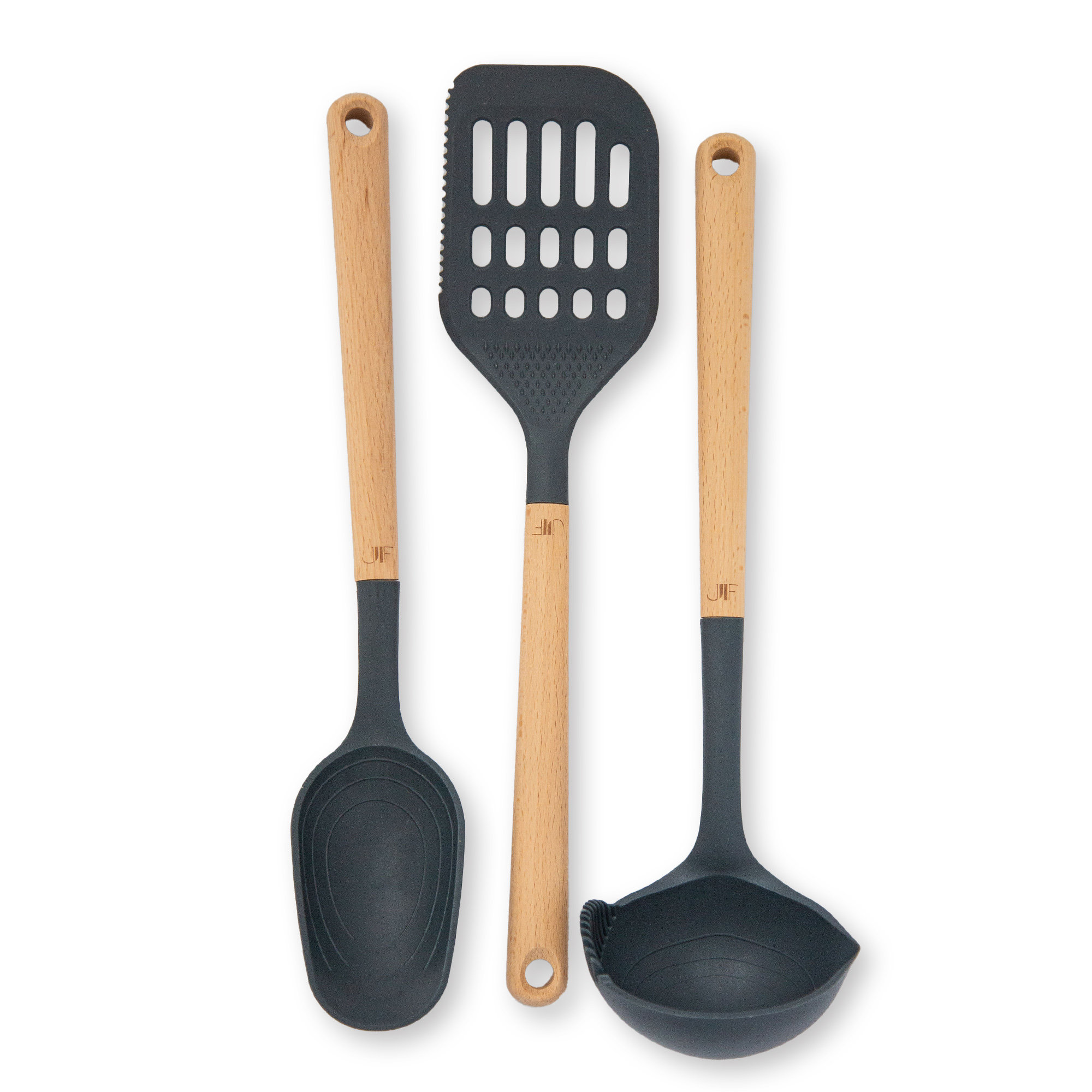 Jeanne Fitz Gray Beechwood & Nylon 3 Piece Kitchen Utensil Set | Wayfair
