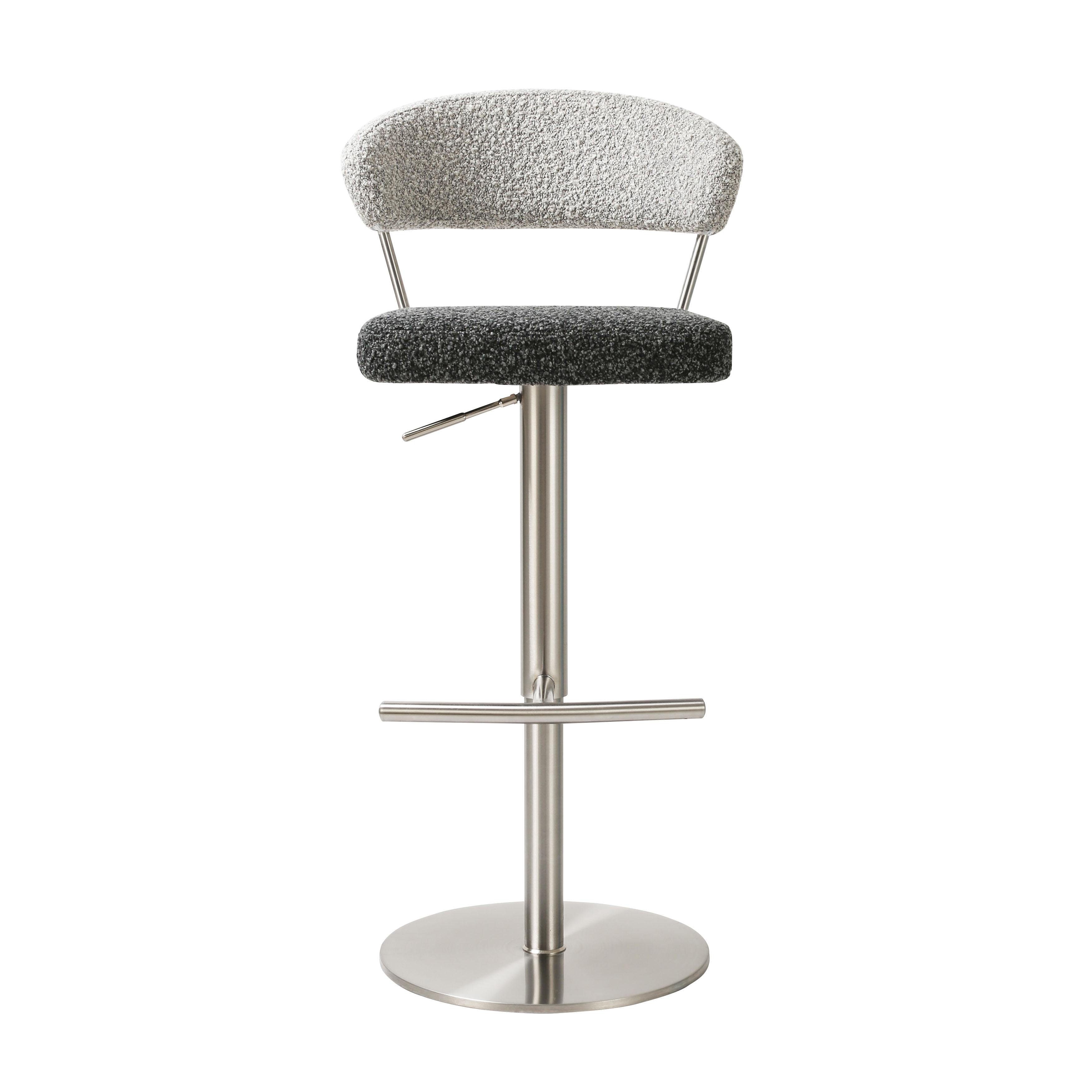 Latitude Run® Cosmo Black and Grey Boucle Adjustable Stool | Wayfair
