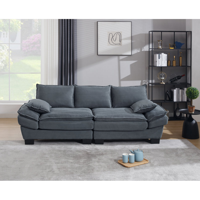 Ebern Designs Mathais 90''W Corduroy Modular Loveseat | Wayfair