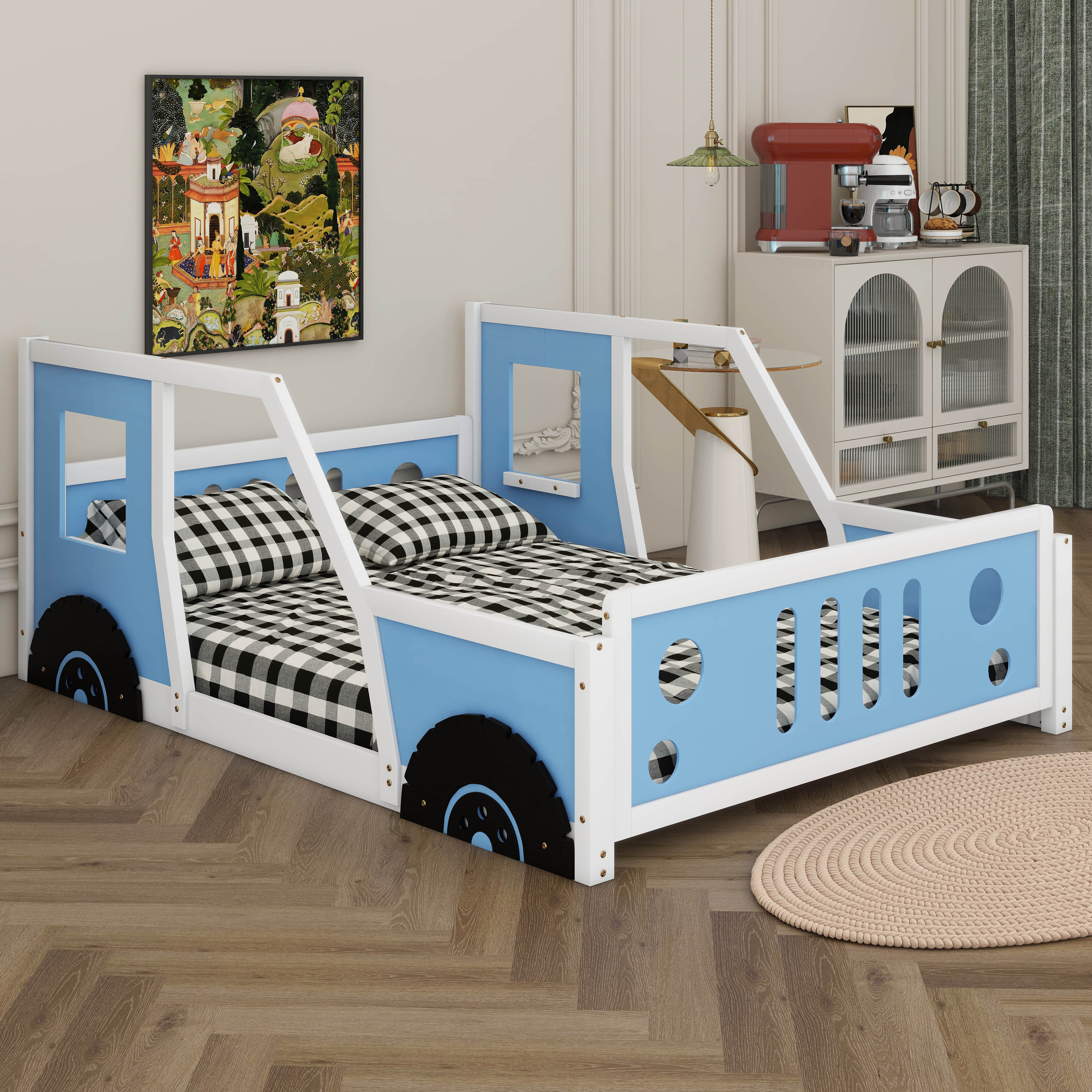 Harriet Bee Full Size Classic Car-Shaped Platform Bed With Wheels ...