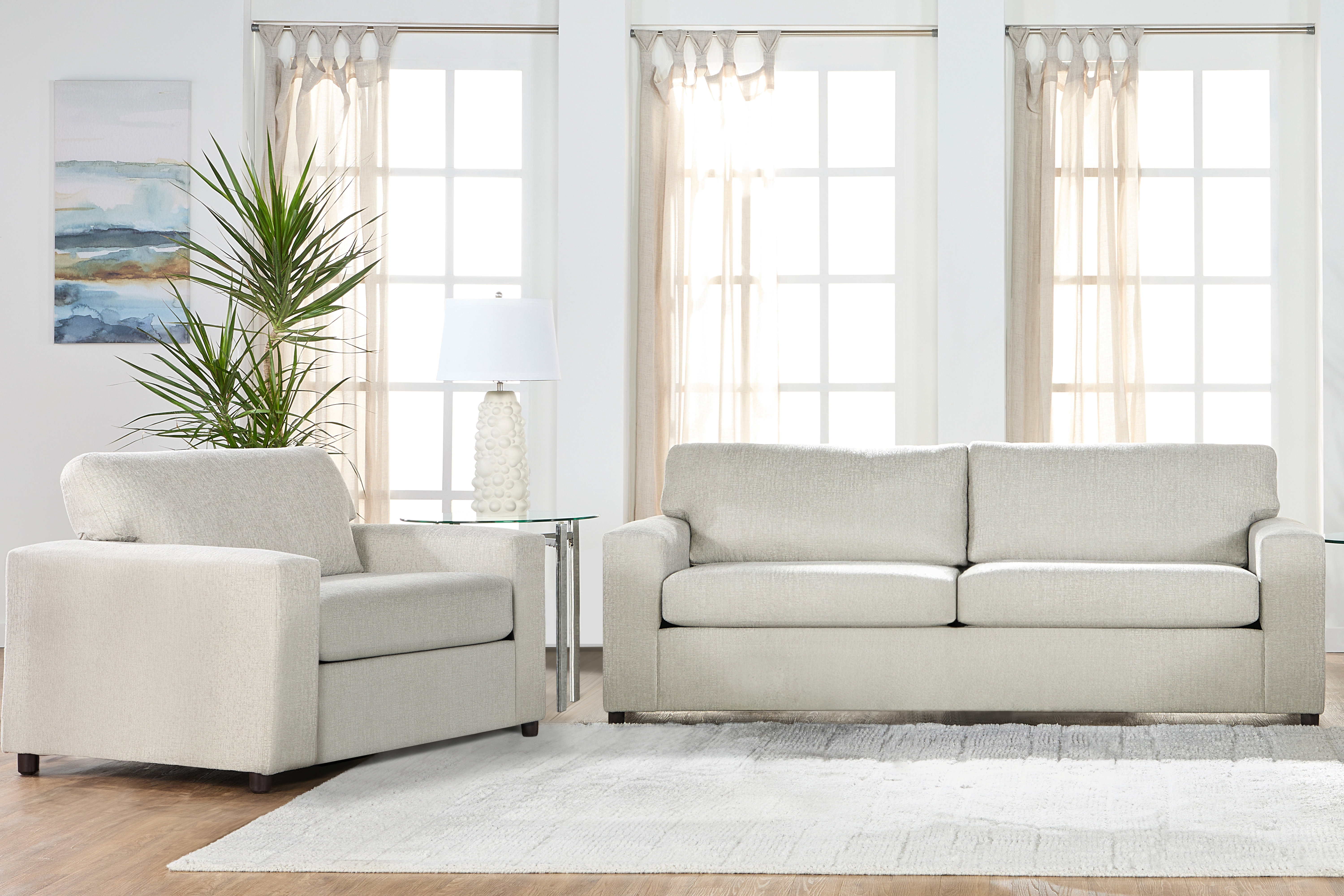 Wade Logan® Calian 2-Piece Polyester Fabric Couch and Chair and a Half ...