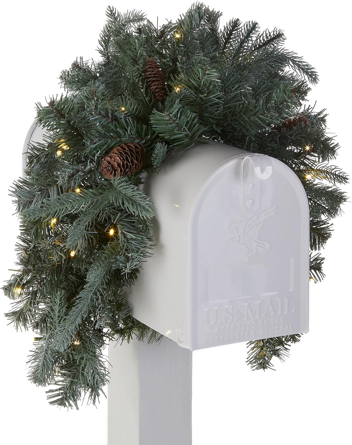 One Allium Way® Pre-lit Artificial Christmas Mail Box Swag | battery ...