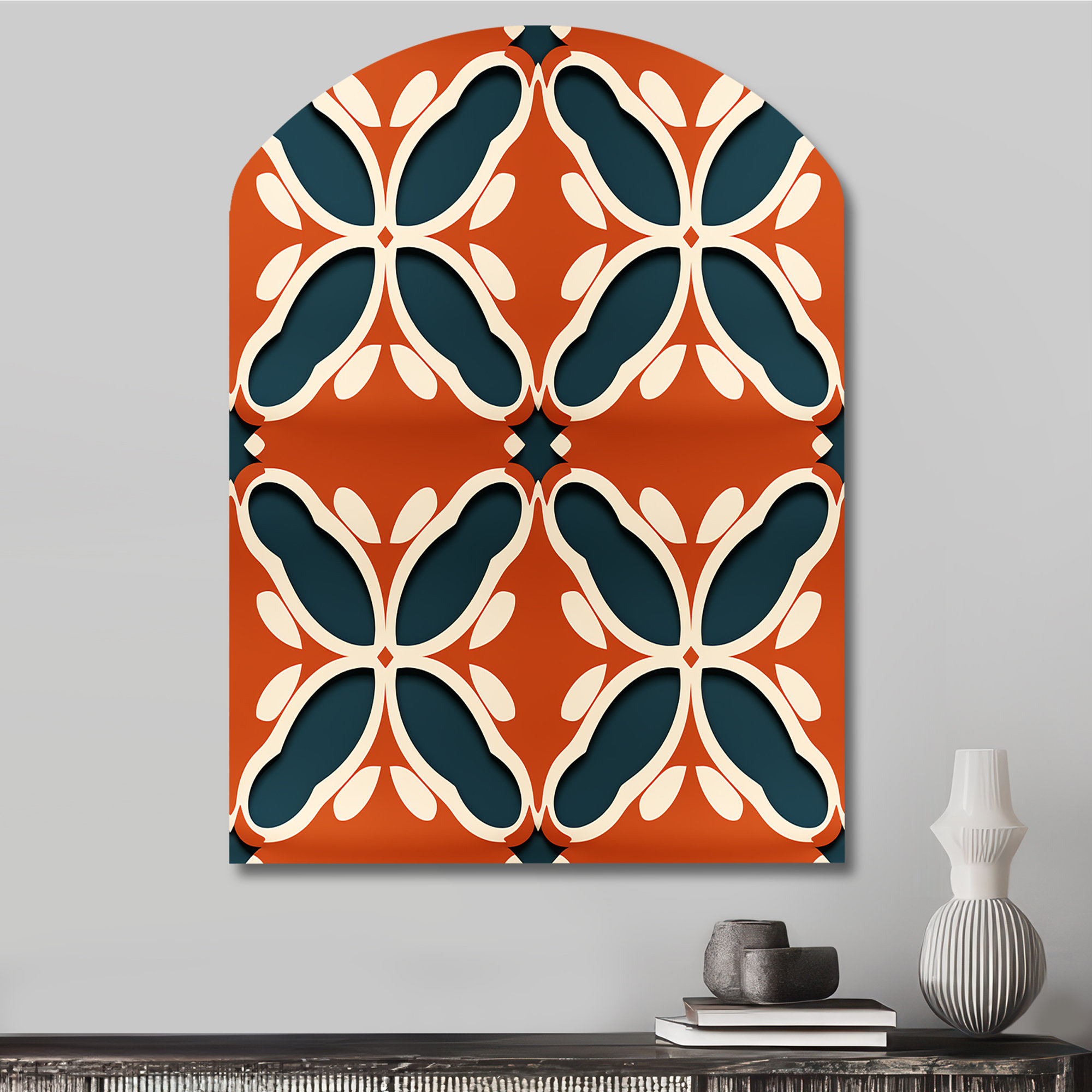 Design Art Terra Cotta Trellis Charm - Floral Irregular Metal Wall Art ...