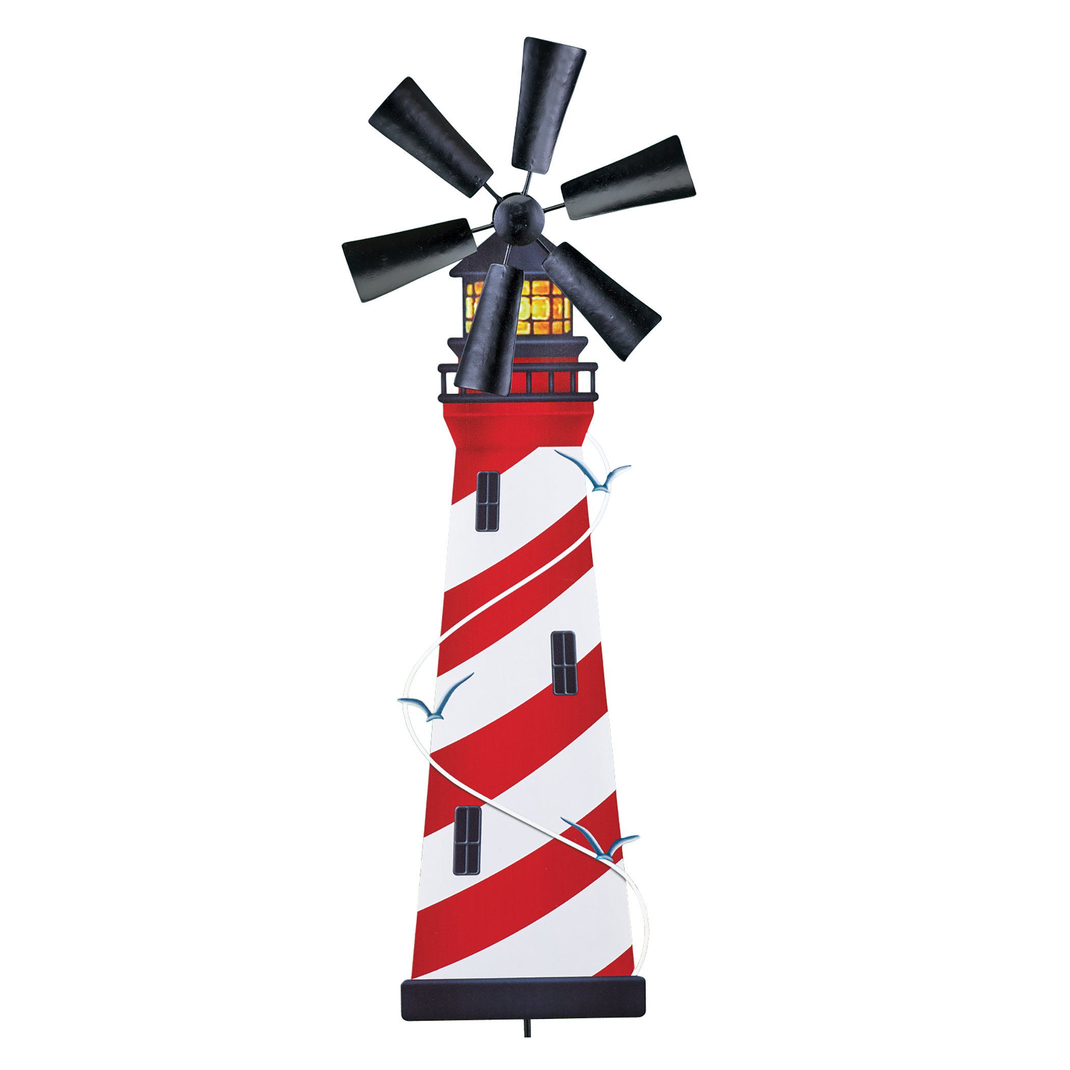 Breakwater Bay Nautical Lighthouse Outdoor Wind Spinner Garden Stake ...