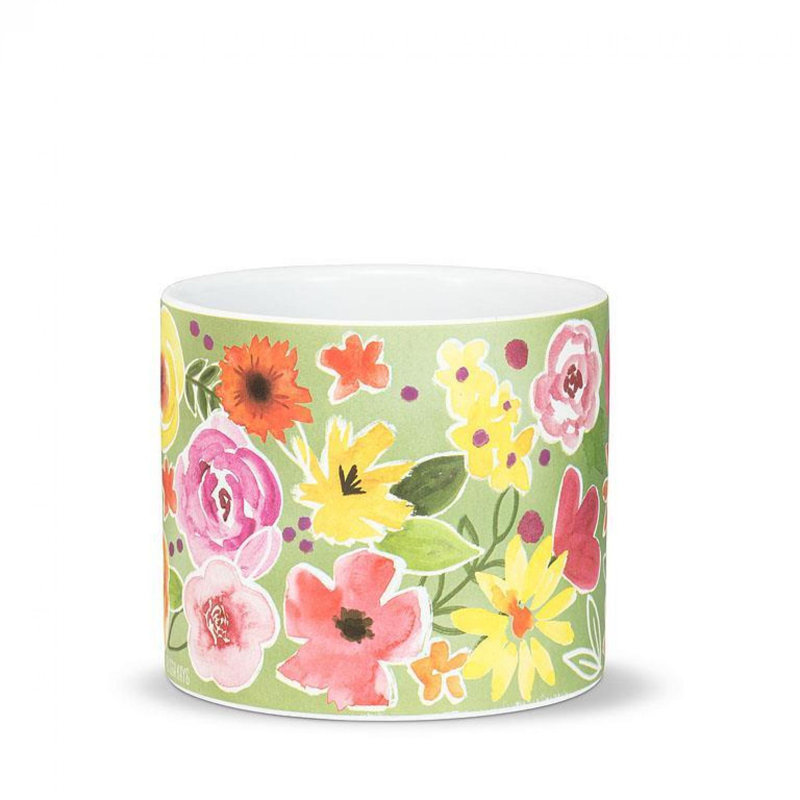 Dakota Fields Bright Floral Pattern Planter | Wayfair