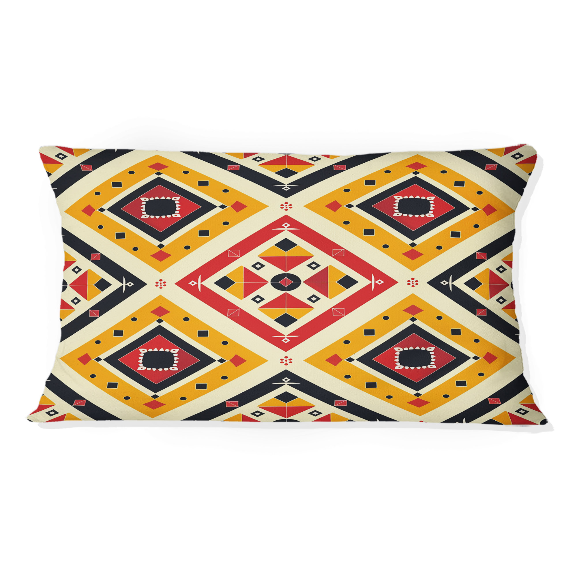 Design Art Red Aztec Tiles III - Tiles Lumbar Pillow | Wayfair